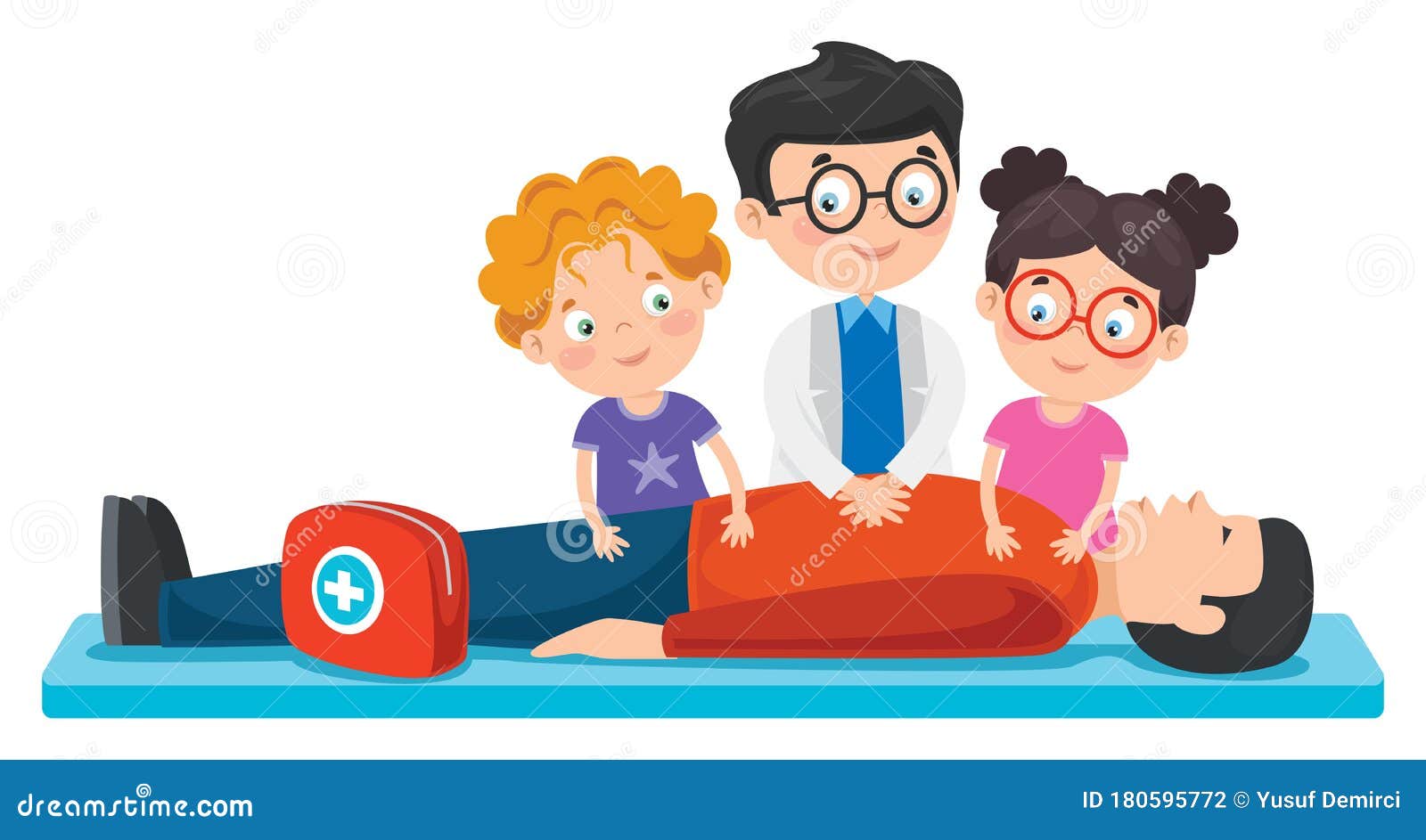 Cartoon Character Training First Aid Stock Vector - Illustration of ...