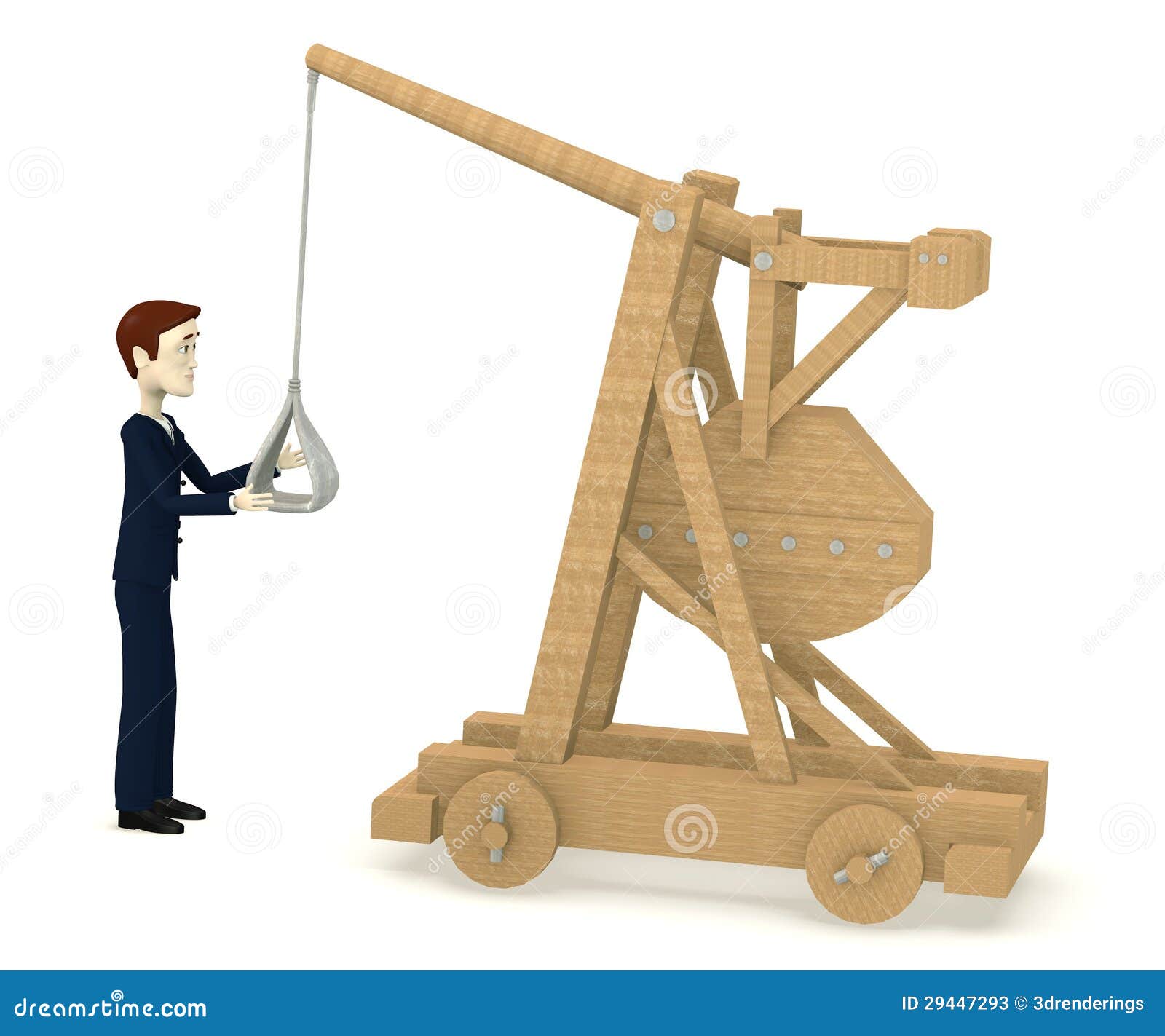Cartoon Character with Trebuchet Stock Illustration - Illustration of ...