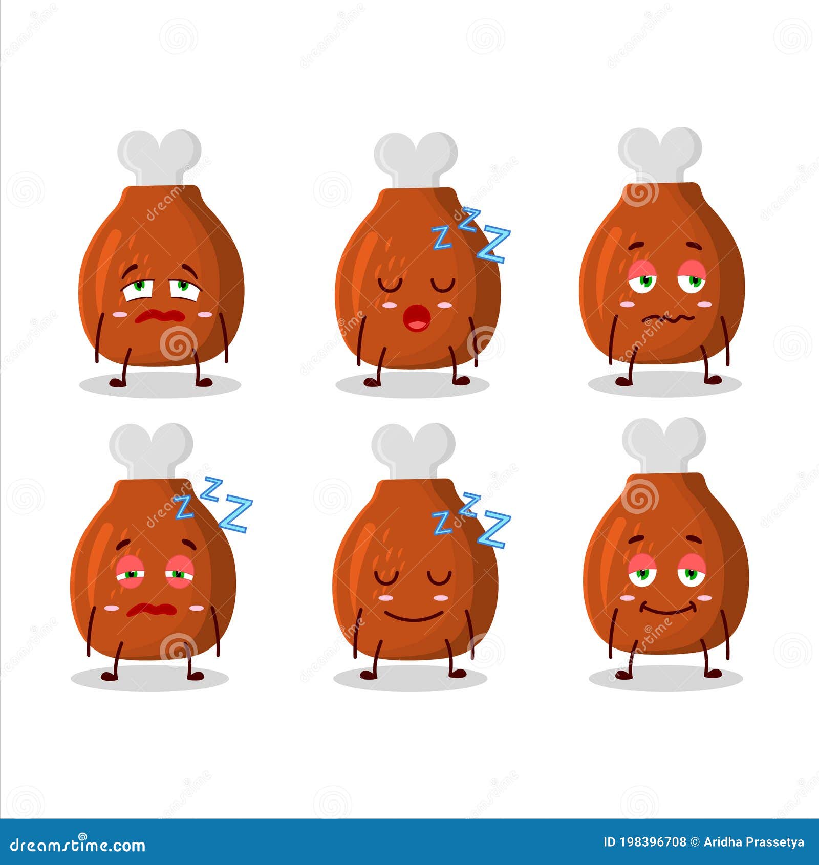 Cartoon Character of Turkey Thighs with Sleepy Expression Stock Vector ...