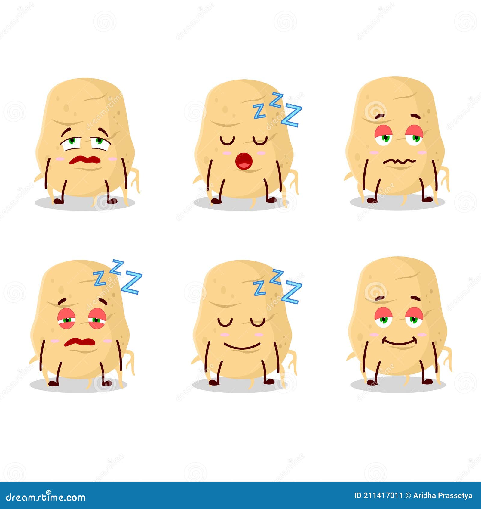 Cartoon Character of Turmeric with Sleepy Expression Stock Vector ...