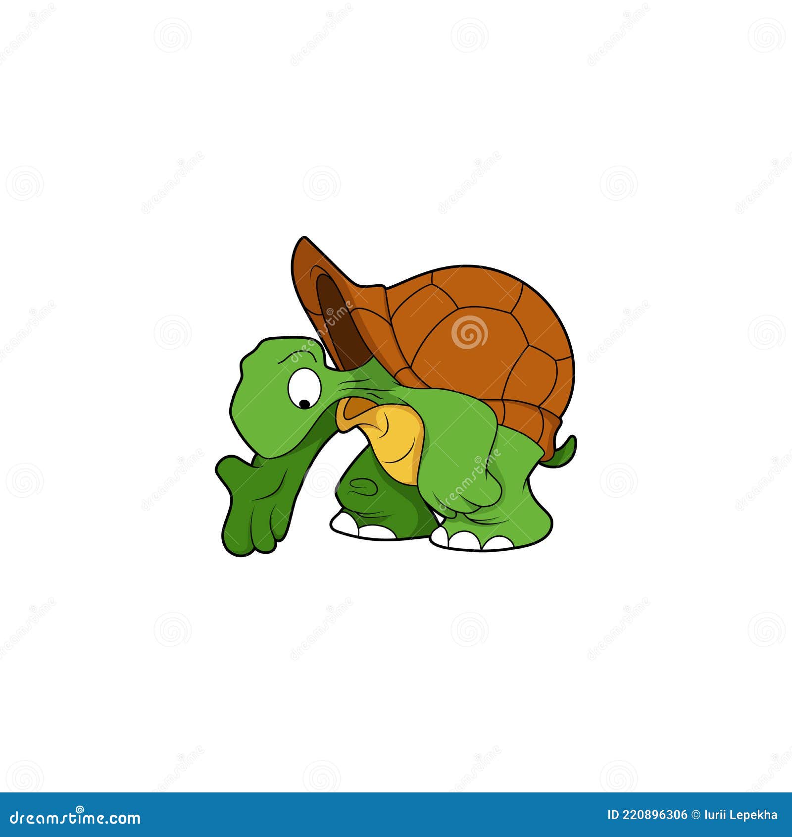 Cartoon Character. Turtle is Pointing Down. Turtle Looking Down ...
