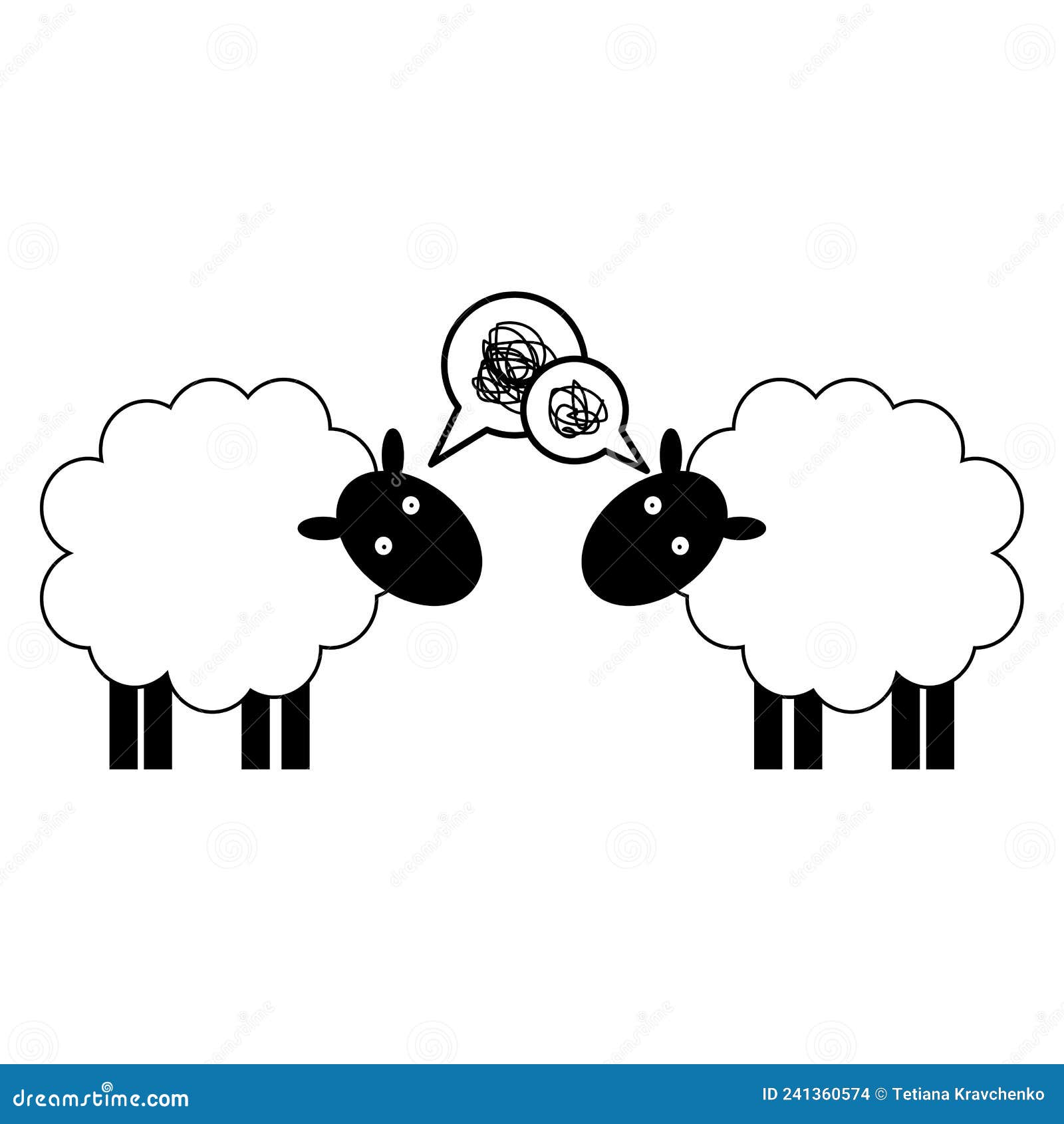 Cartoon Character Two Sheep on White Background. Vector Illustration ...