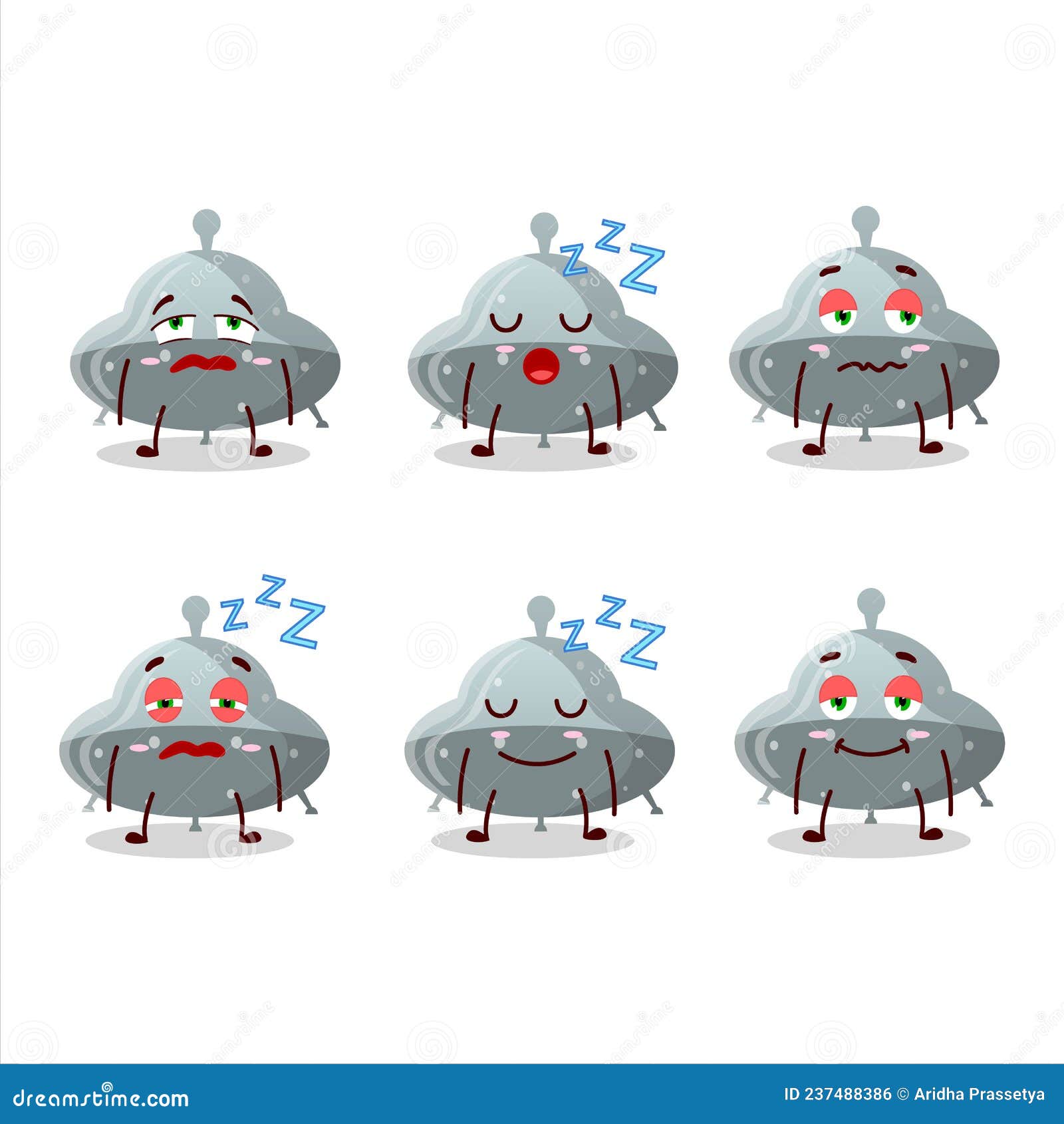 Cartoon Character of UFO Gray Gummy Candy with Sleepy Expression Stock ...