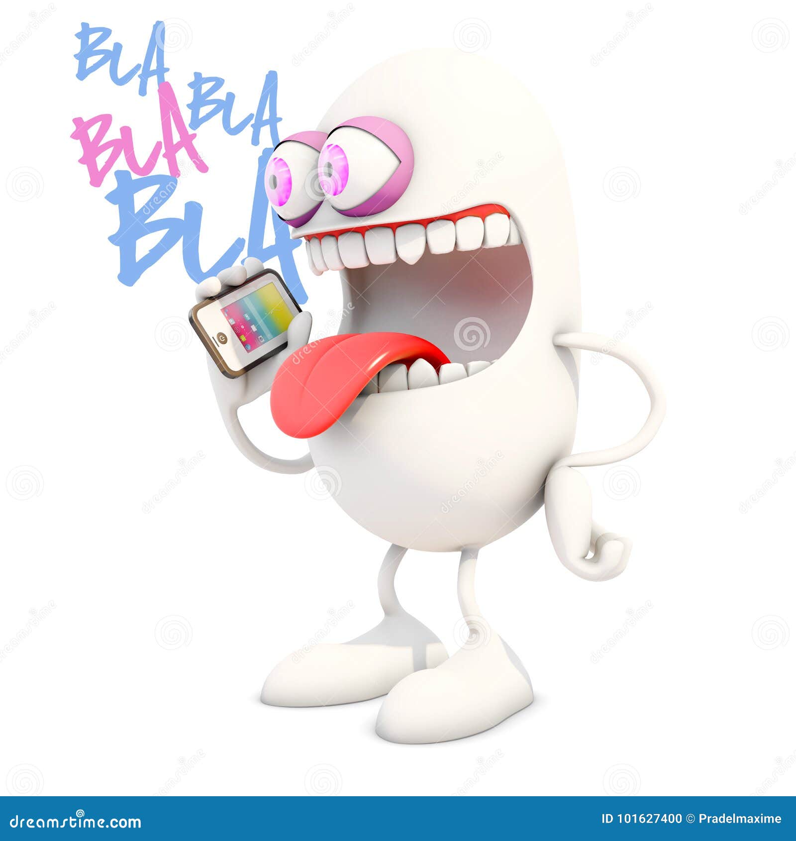 Cartton Character Using Cell Phone Stock Illustration - Illustration of ...