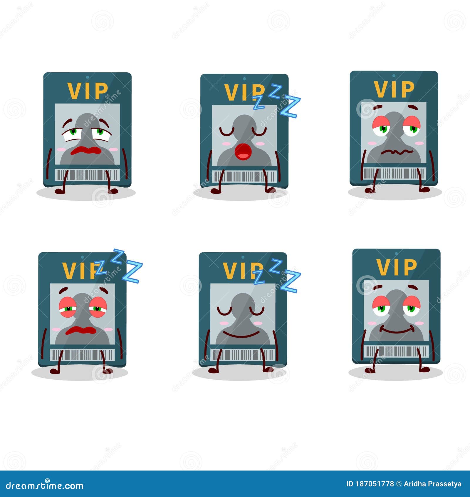 Cartoon Character of Vip Card with Sleepy Expression Stock Vector ...
