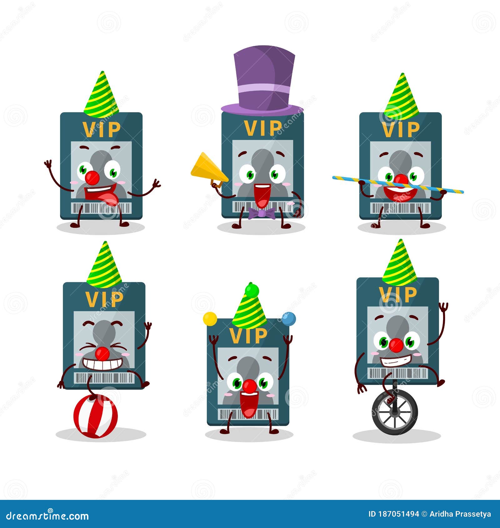 Cartoon Character of Vip Card with Various Circus Shows Stock Vector ...
