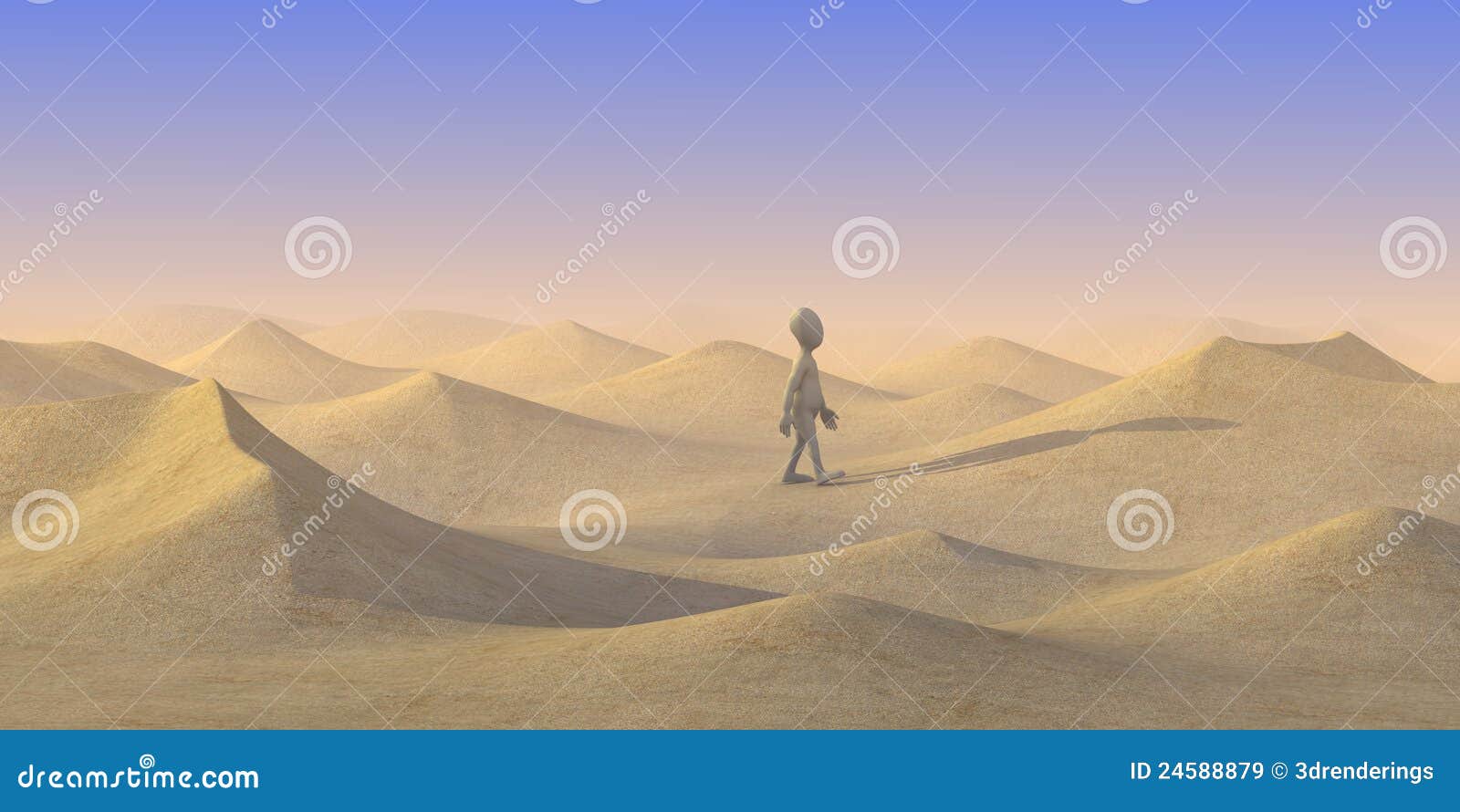 Cartoon Character Walk on Dry Sand Desert Stock Illustration ...