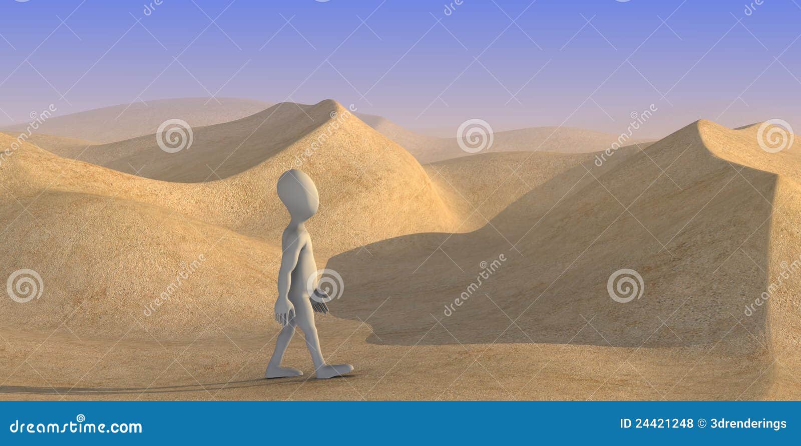 Cartoon Character Walk on Sand Desert Stock Illustration - Illustration ...