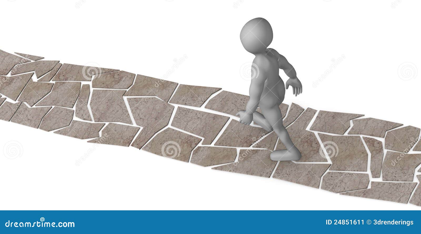 Cartoon Character Walk on Stone Way Stock Illustration - Illustration ...