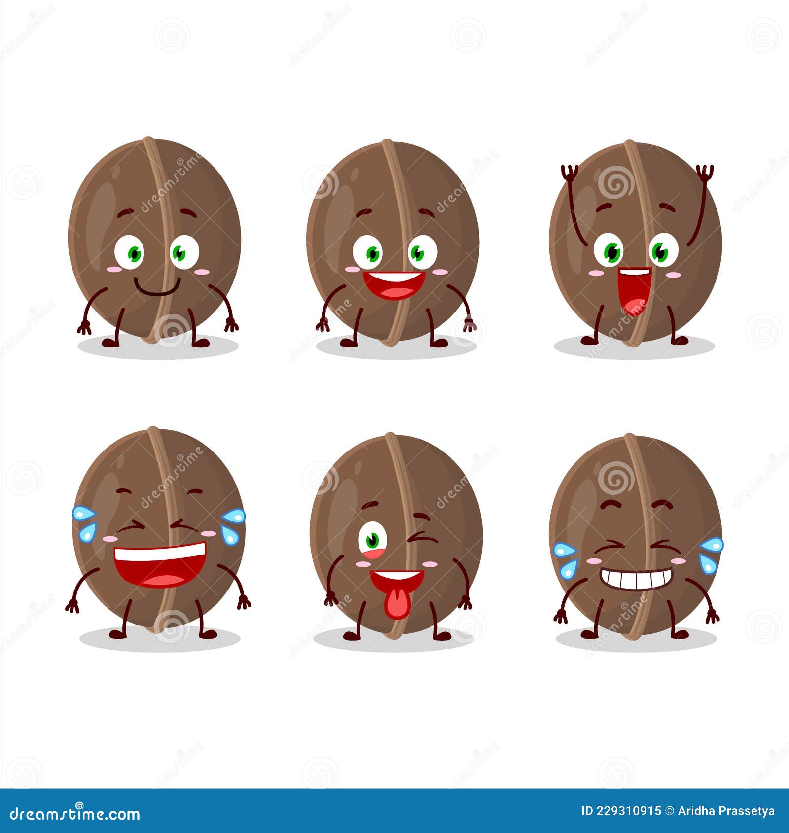 Cartoon Character of Walnuts with Smile Expression Stock Illustration ...