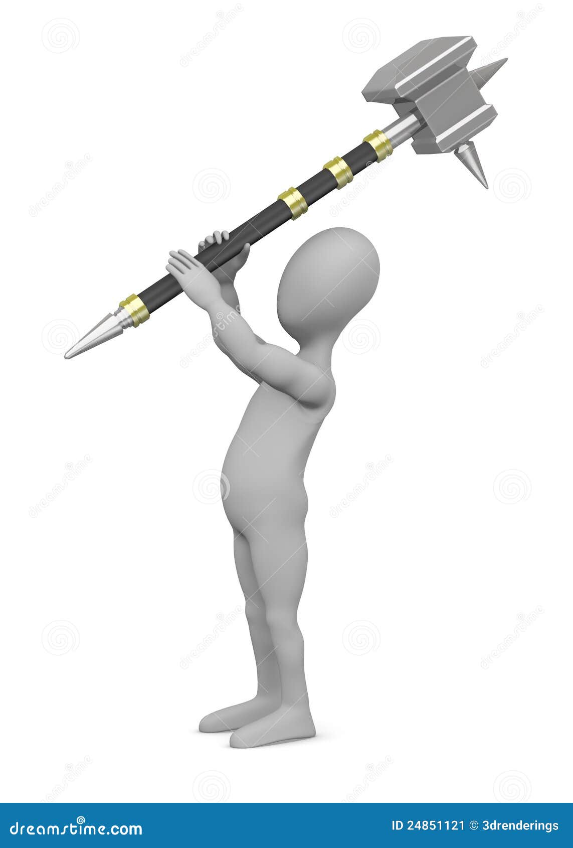 Cartoon Character with War Hammer - Hammering Stock Illustration ...