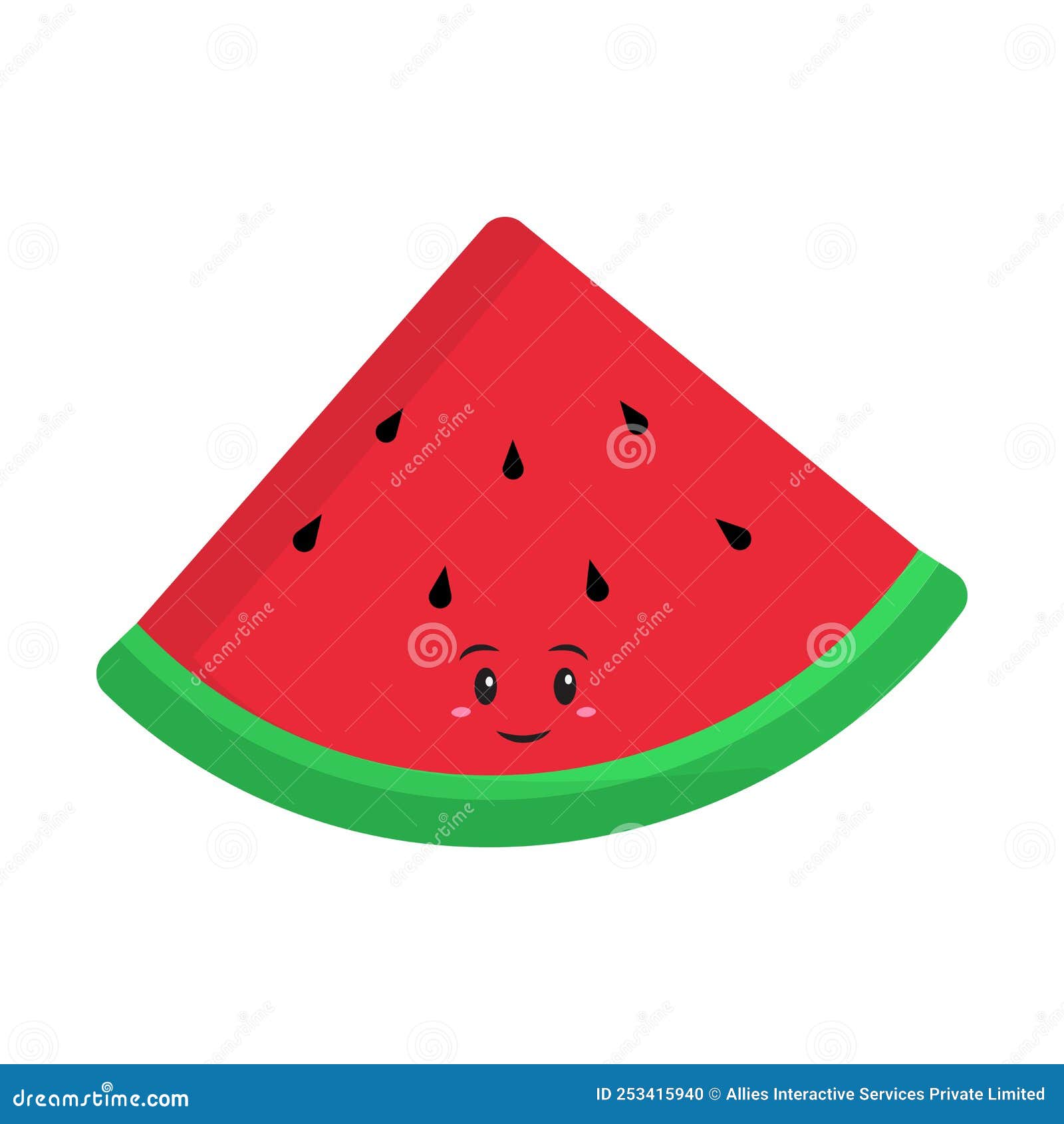 Cartoon Character of Watermelon Triangle Piece in Flat Stock ...