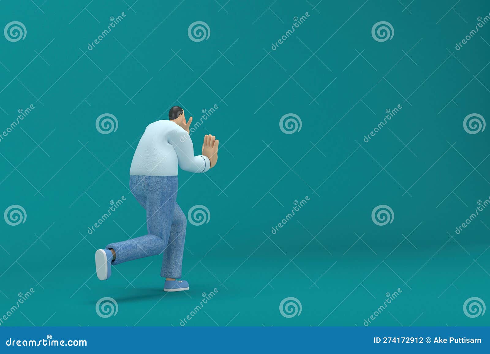Cartoon Character Wearing Jeans and Long Shirt. he is Pulling or ...