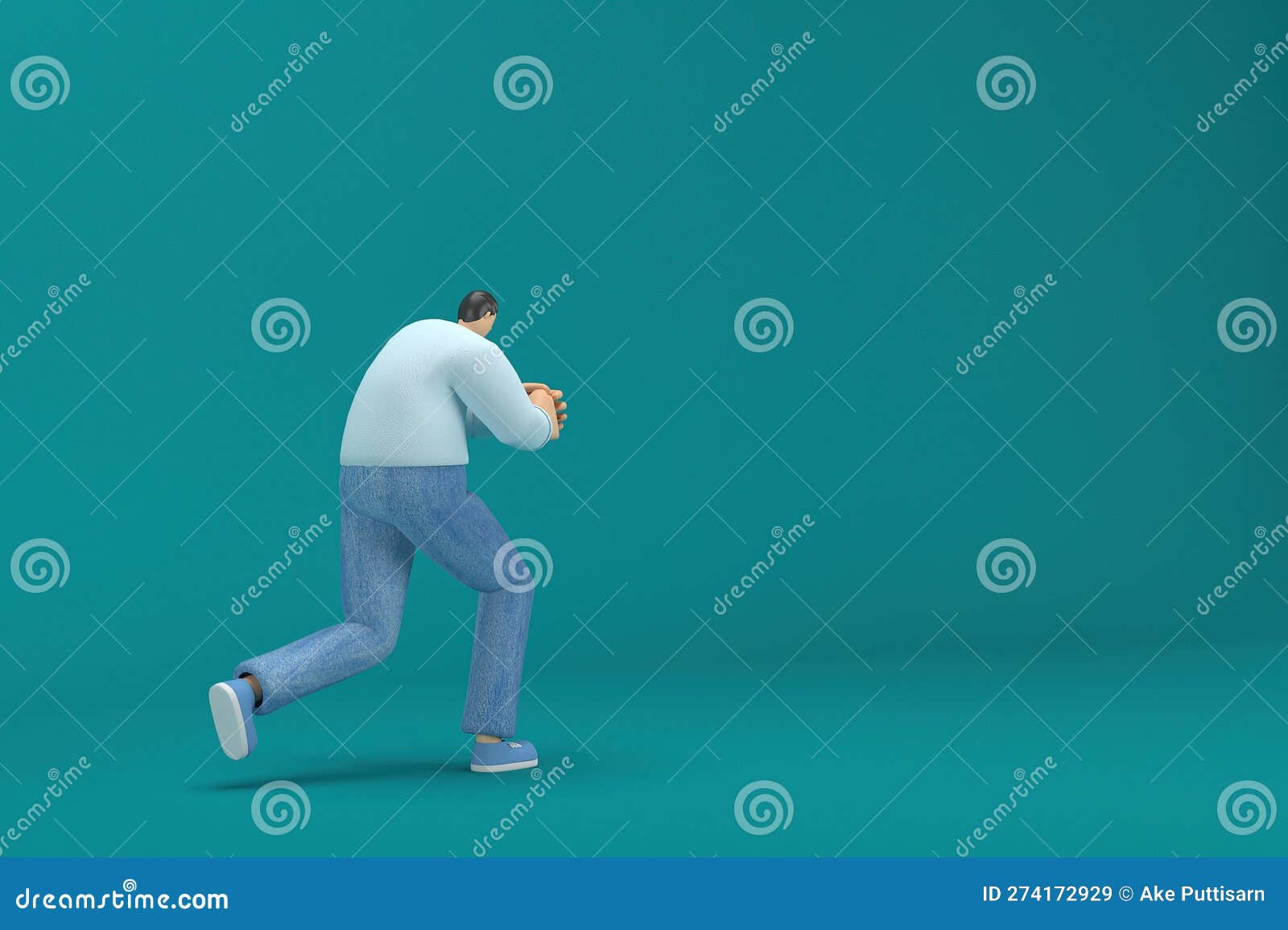 Cartoon Character Wearing Jeans and Long Shirt. he is Pulling or ...