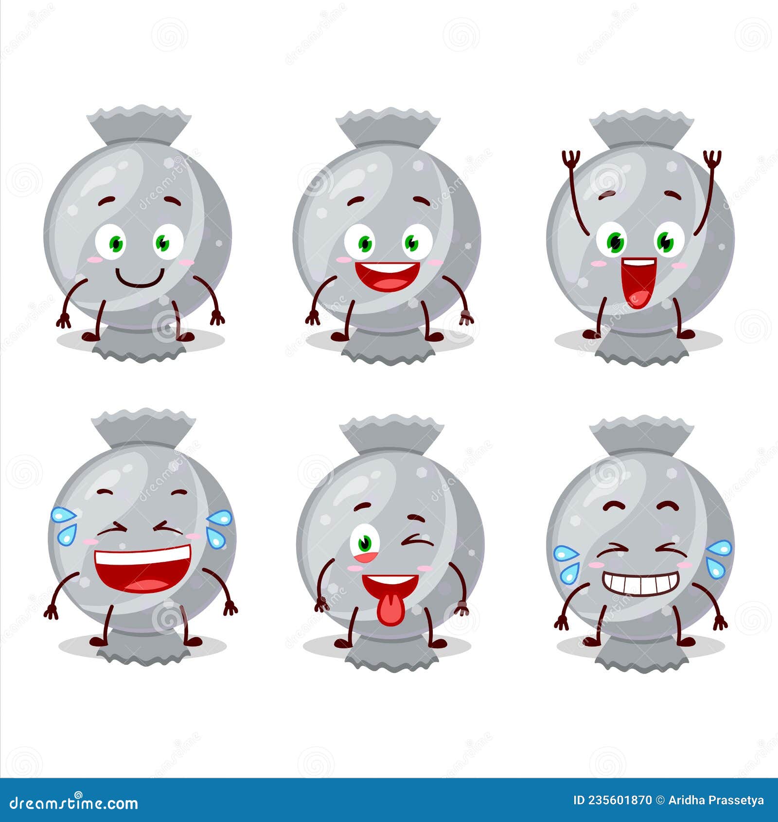 Cartoon Character of White Candy Wrap with Smile Expression Stock ...