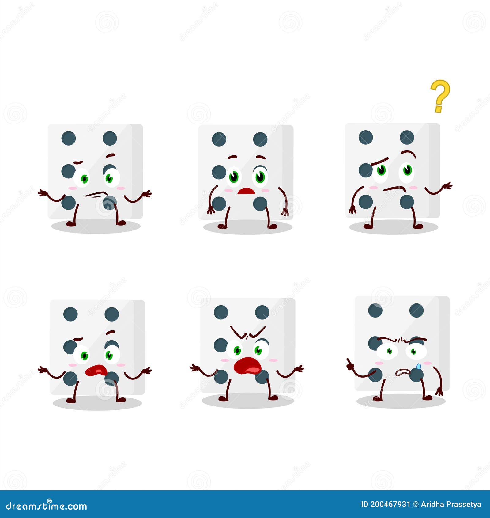 Cartoon Character of White Dice with What Expression Stock Illustration ...