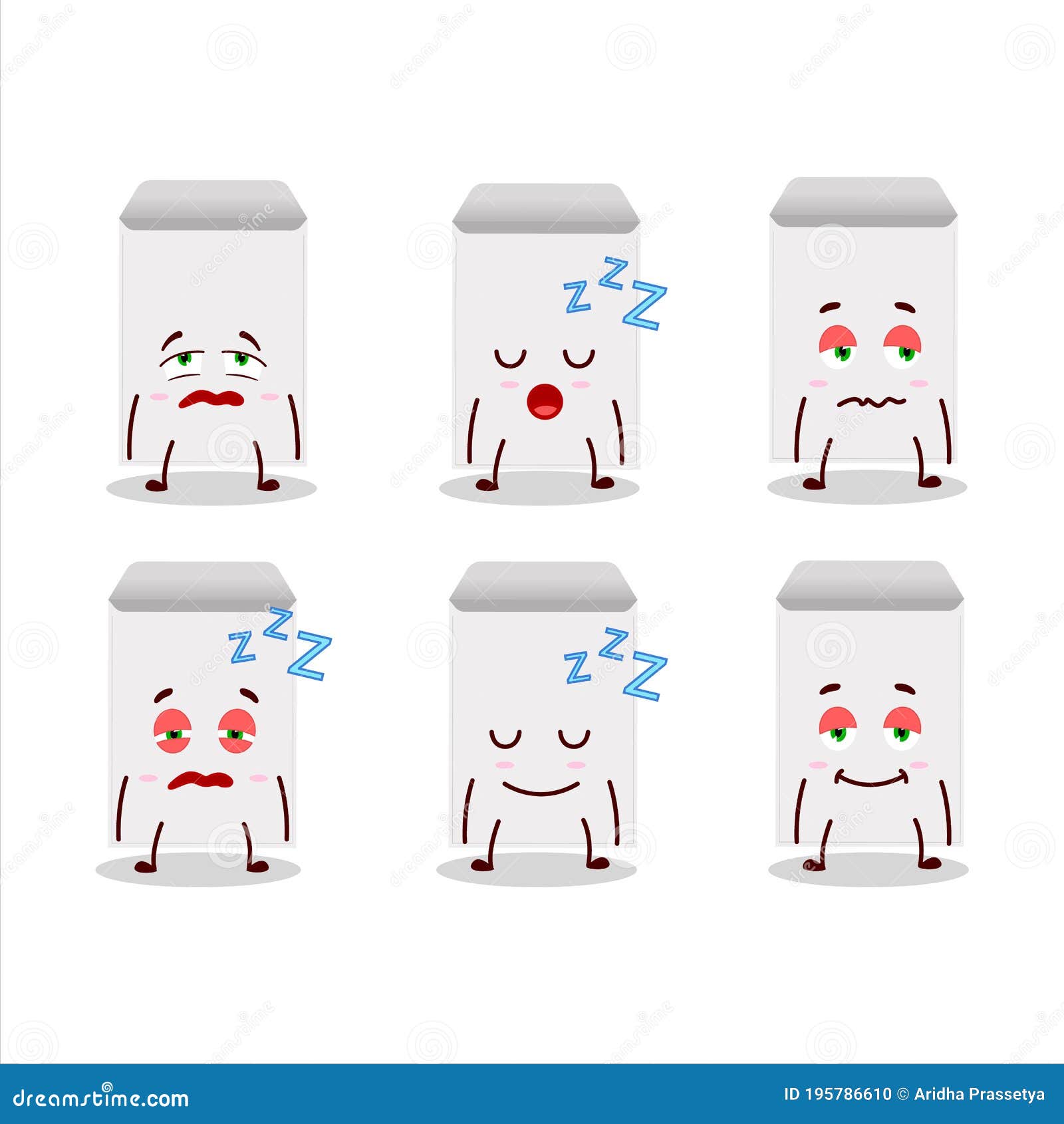 Cartoon Character of White Envelope with Sleepy Expression Stock Vector ...
