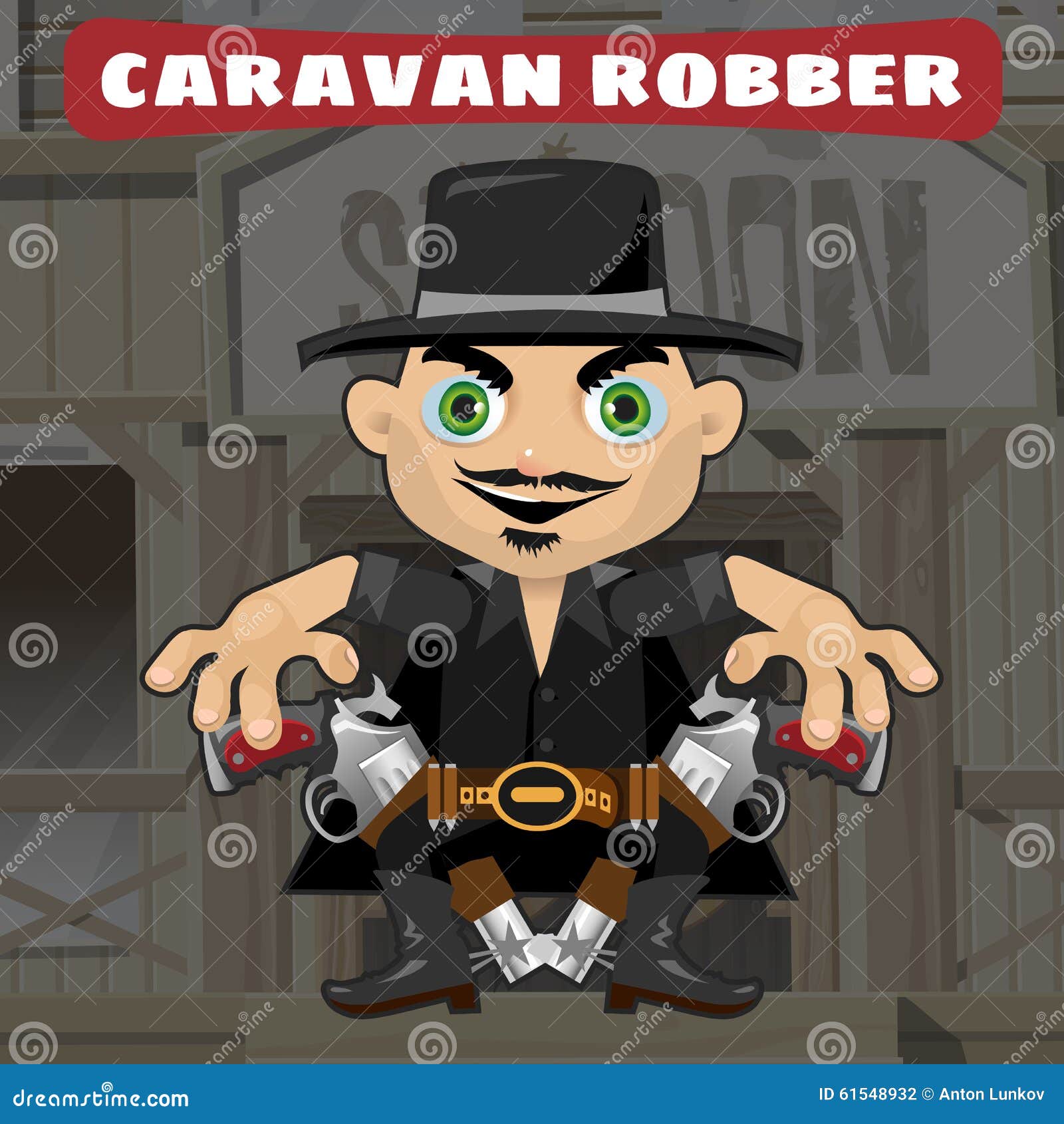Cartoon Character in Wild West - Caravan Robber Stock Vector ...