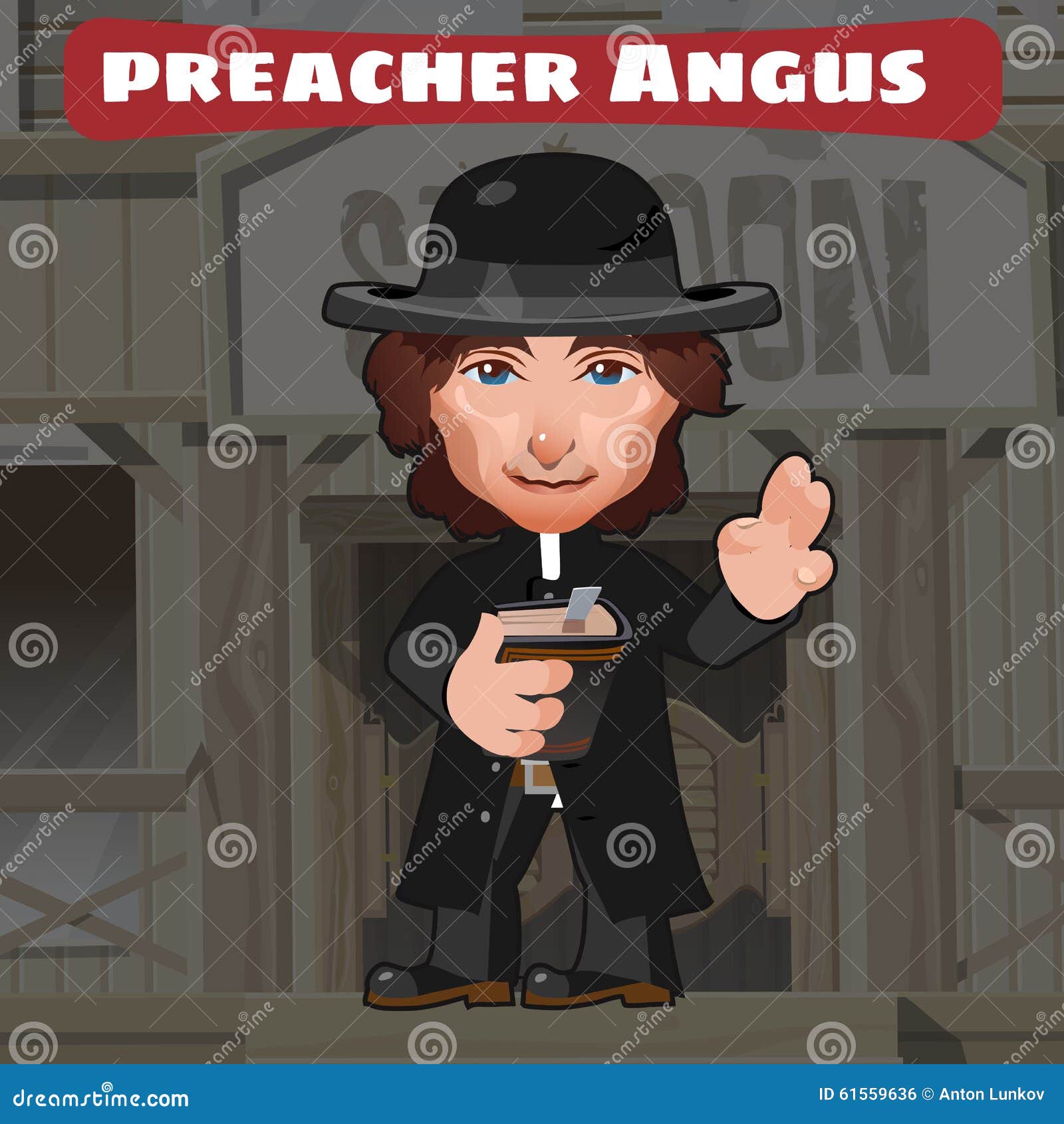 Cartoon Character in Wild West - Preacher Angus Stock Vector ...