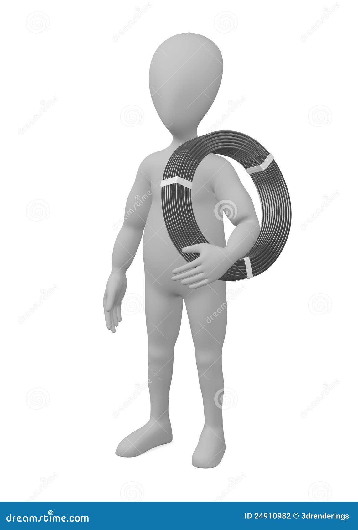 Cartoon Character with Wire Cable on Shoulder Stock Illustration ...