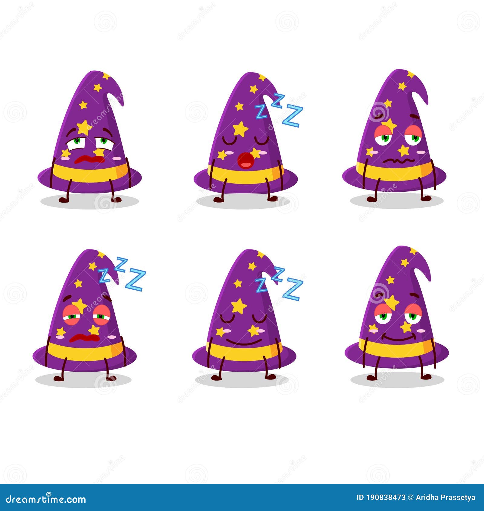 Cartoon Character of Wizard Hat with Sleepy Expression Stock Vector ...