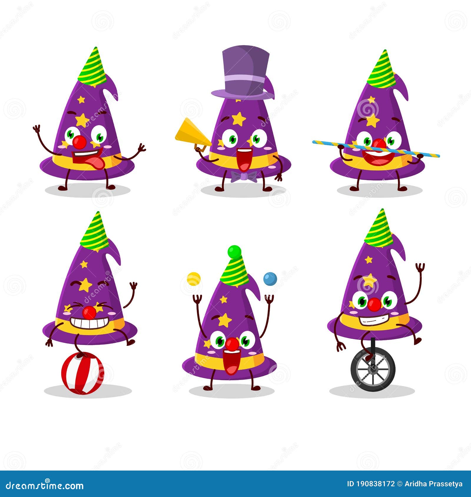Cartoon Character of Wizard Hat with Various Circus Shows Stock Vector ...