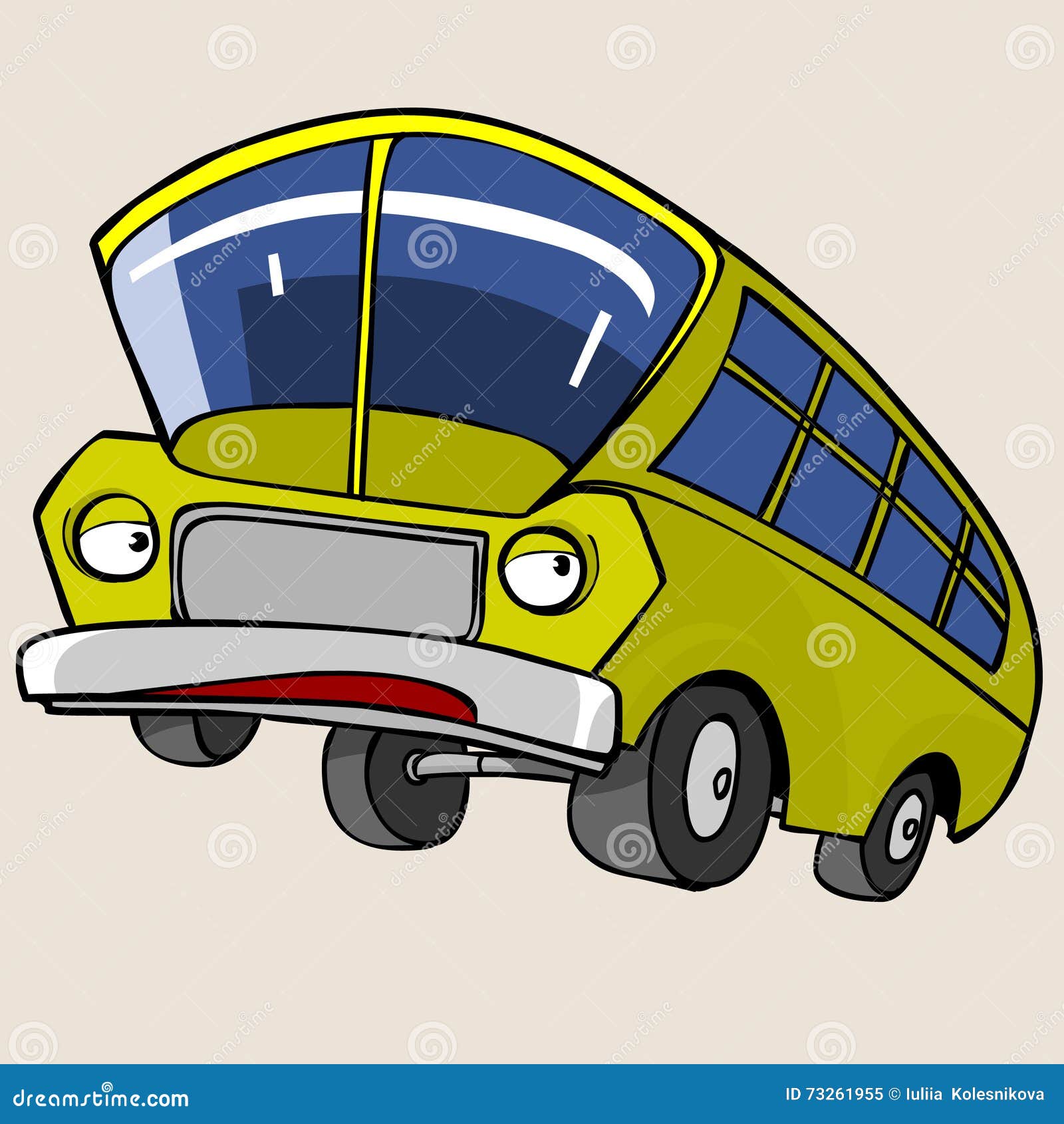 Cartoon Character Yellow Bus Stock Vector - Illustration of coach ...