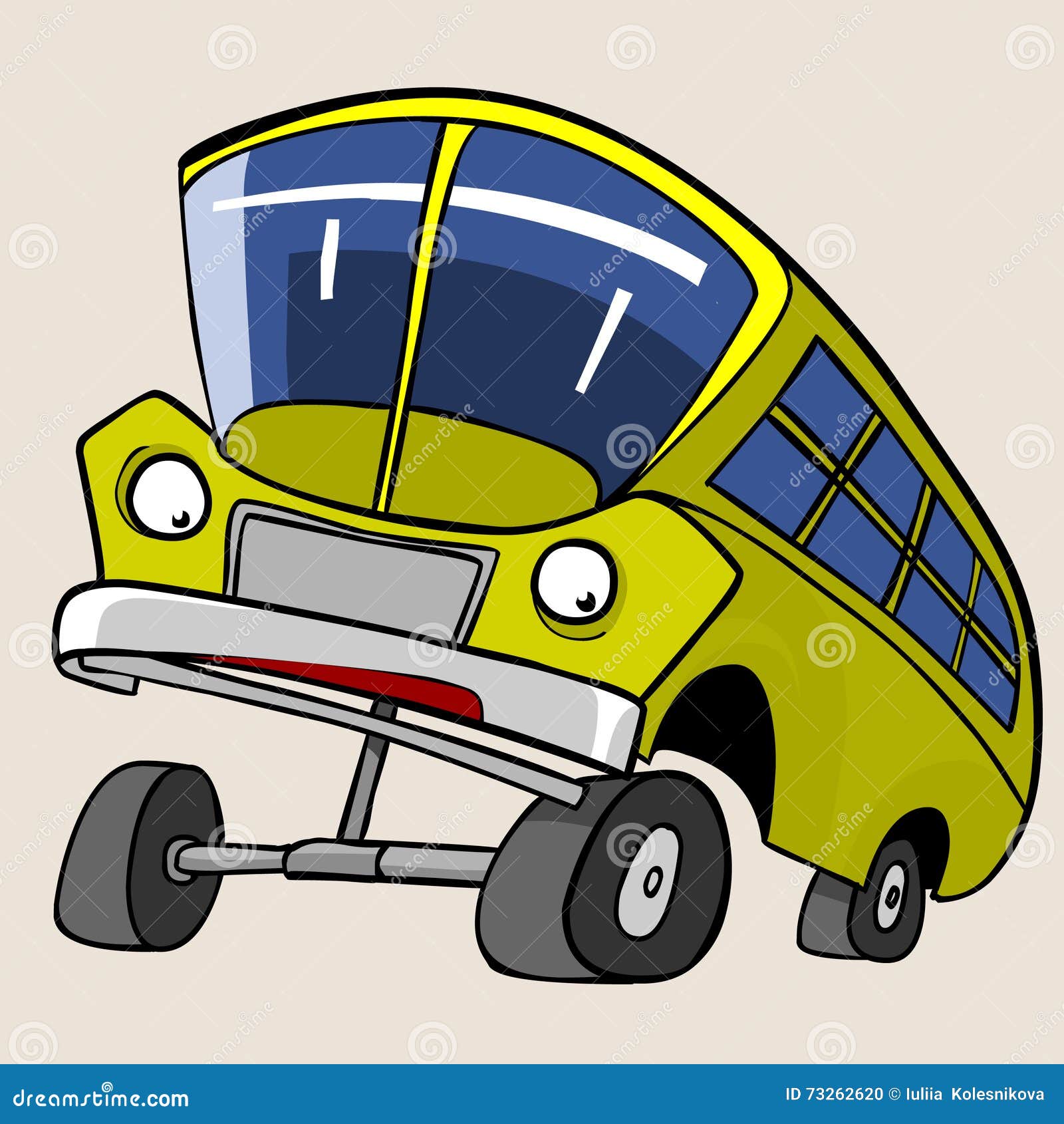 Cartoon Character Yellow Bus Reared Stock Vector - Illustration of ...