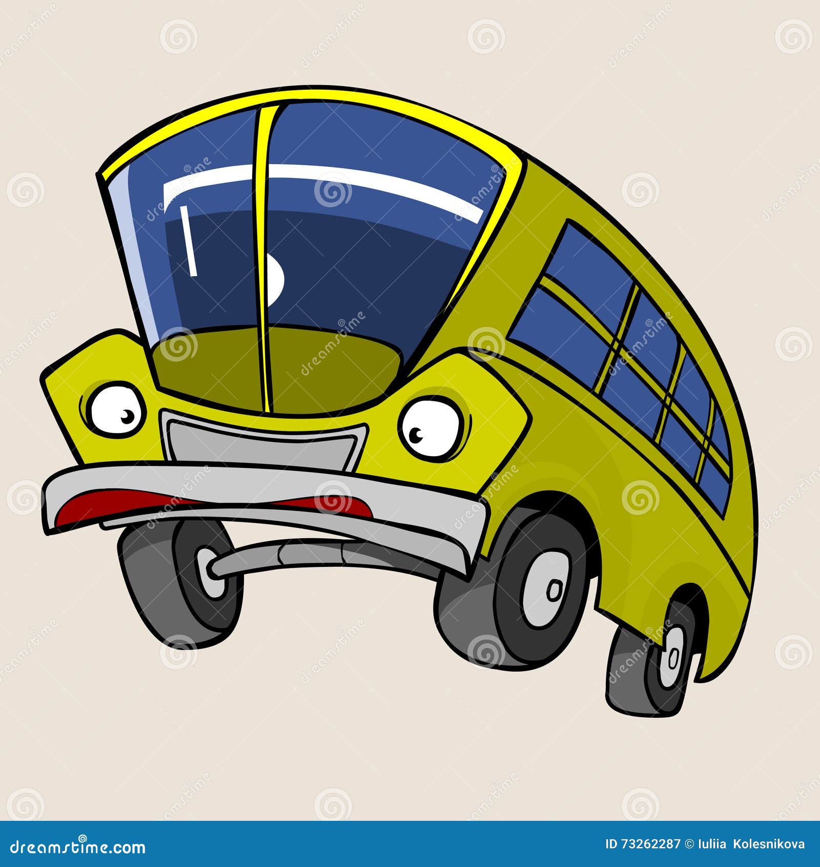 Cartoon Character Yellow Bus Surprised Stock Vector - Illustration of ...