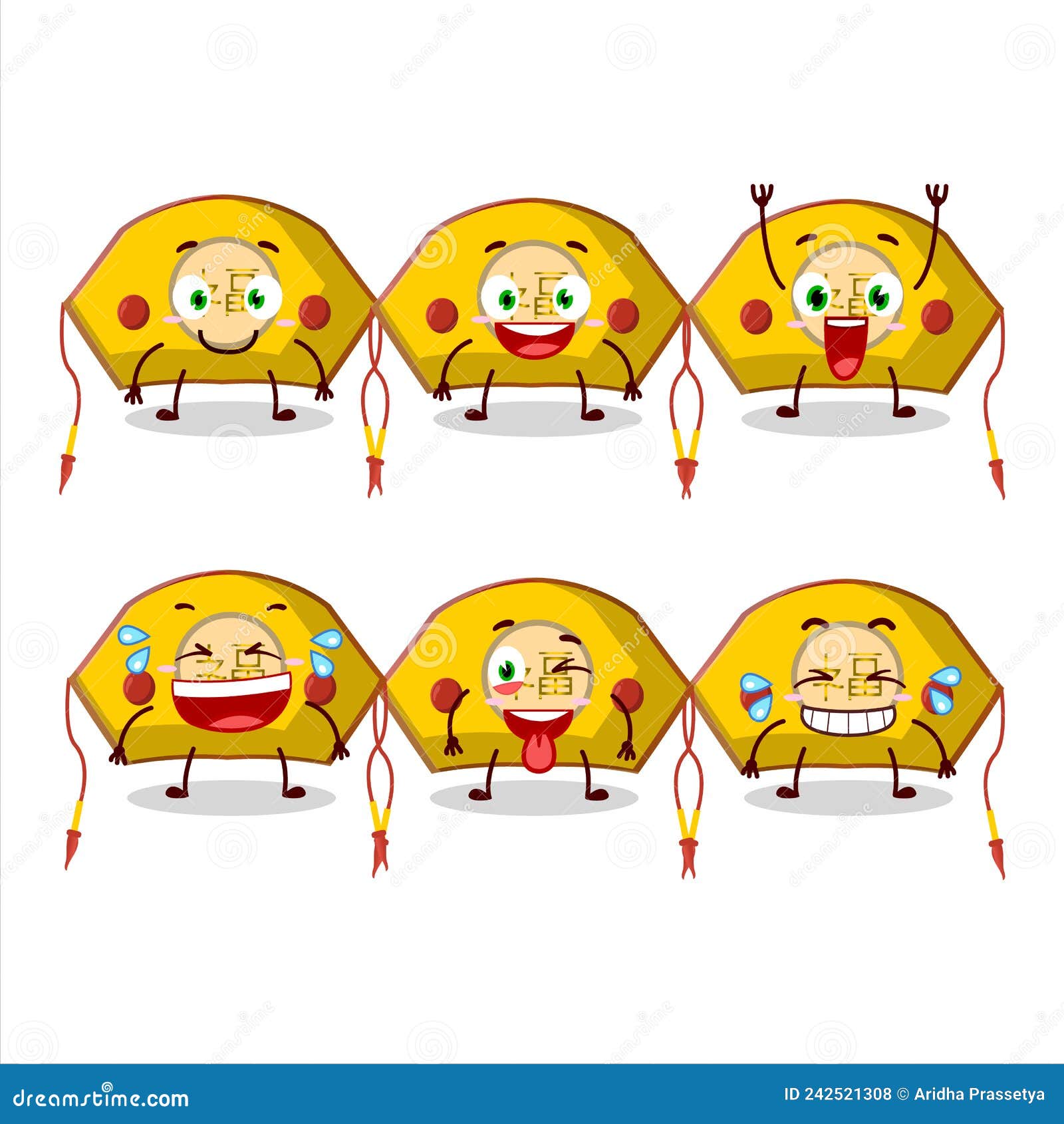 Cartoon Character of Yellow Chinese Woman Hat with Smile Expression ...