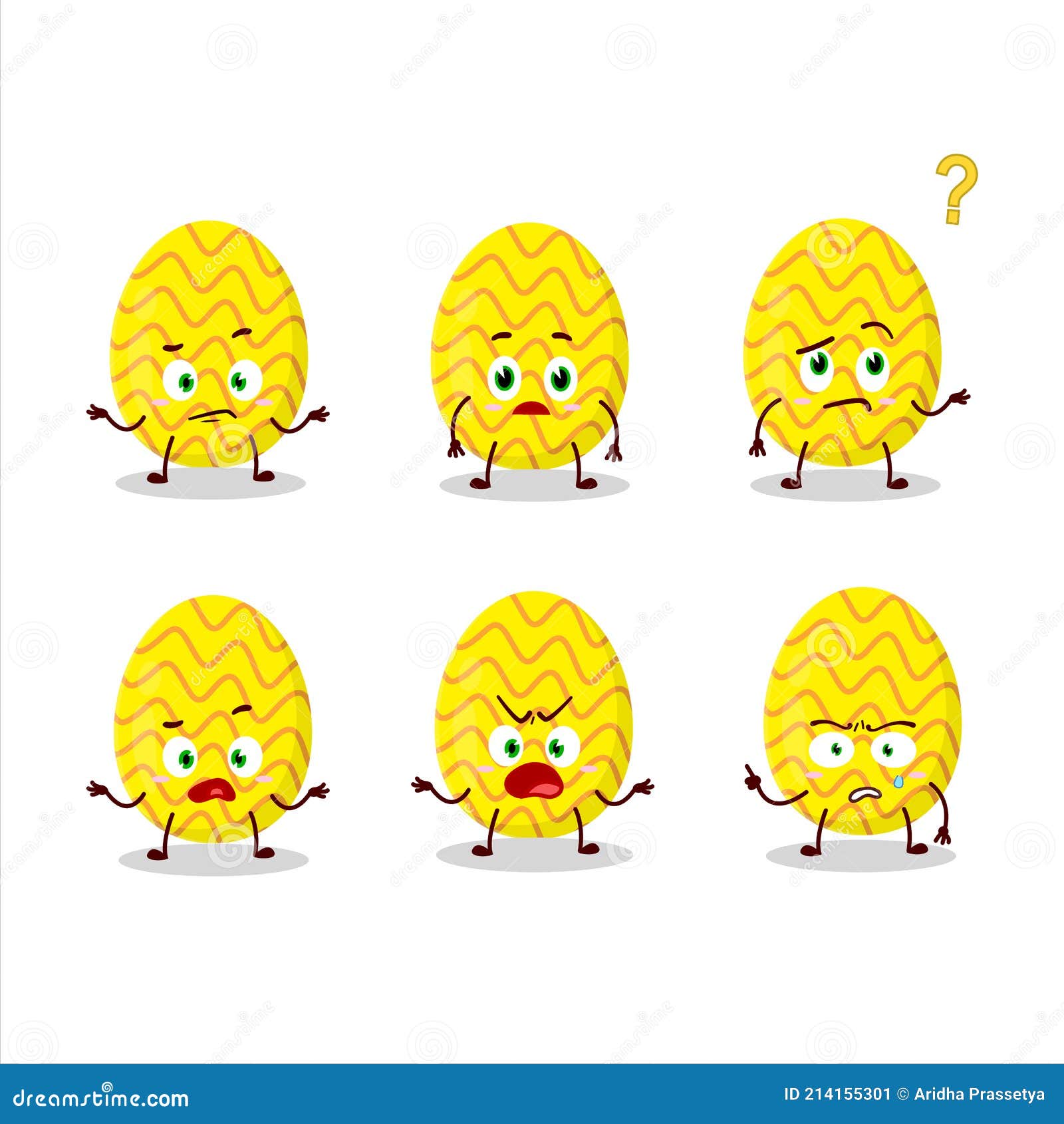 Cartoon Character of Yellow Easter Egg with What Expression Stock ...