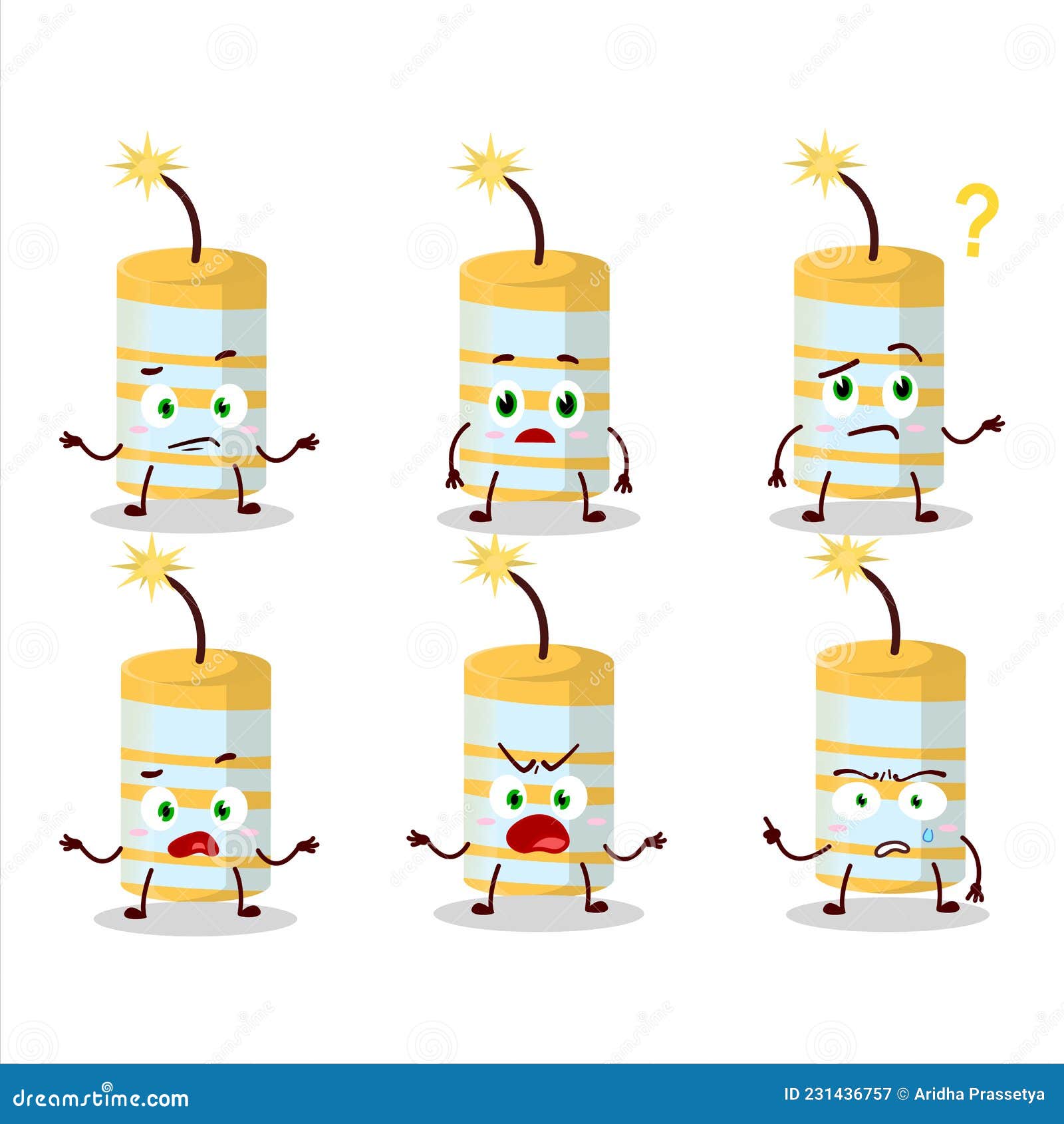 Cartoon Character of Yellow Firecracker with What Expression Stock ...