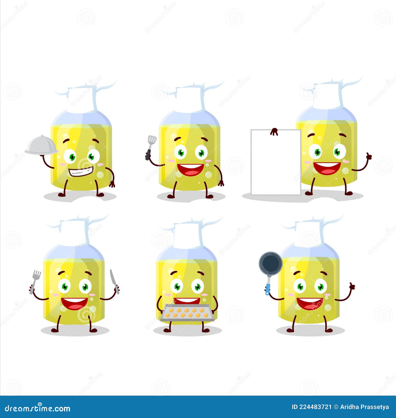 Yellow Magic Potion Cartoon Character With Love Cute Emoticon ...