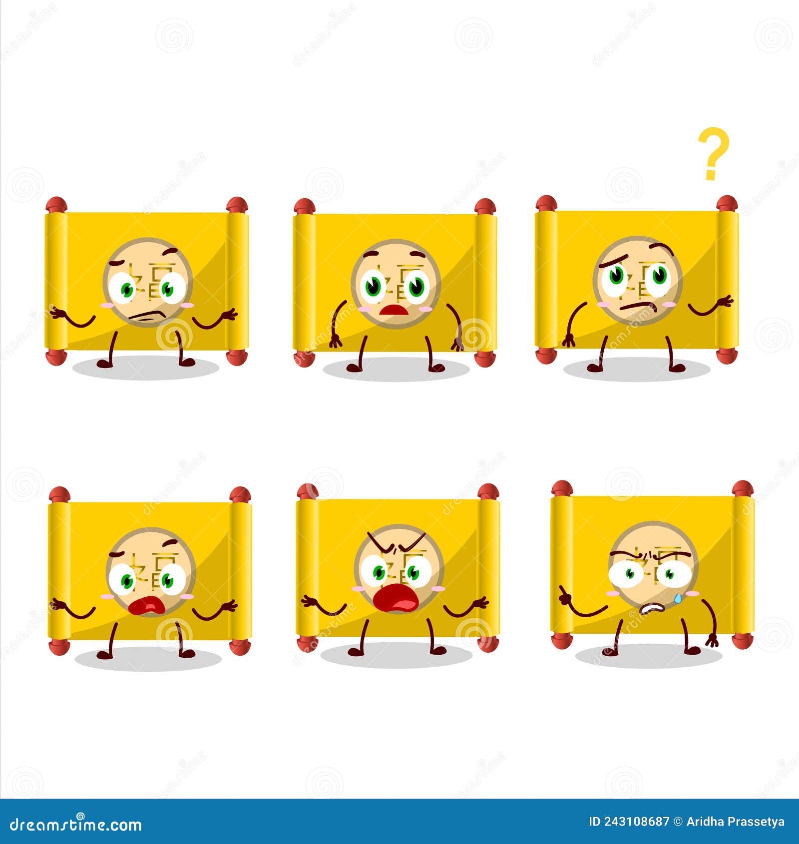 Cartoon Character of Yellow Paper Roll Chinese with What Expression ...