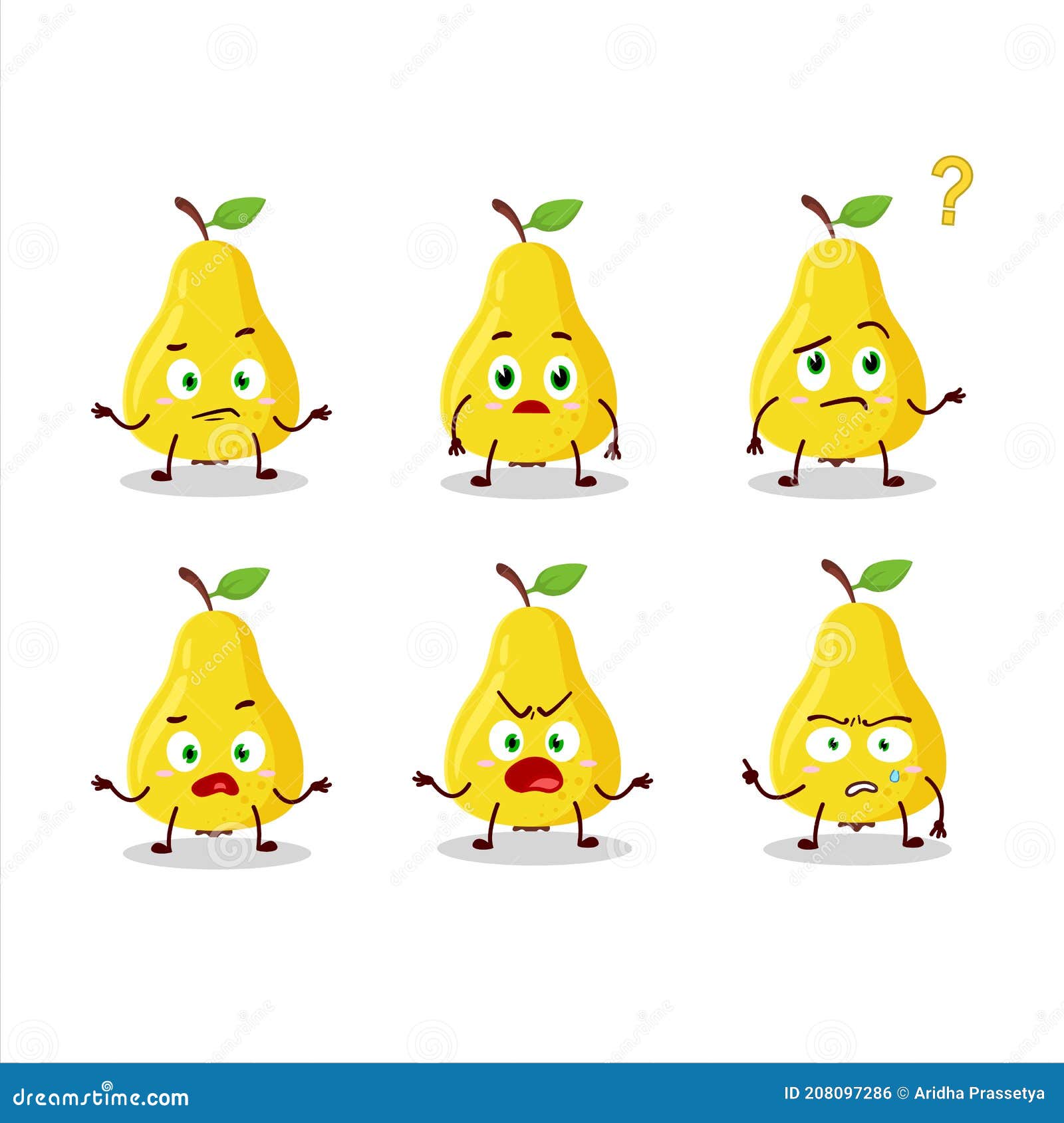 Cartoon Character of Yellow Pear with What Expression Stock Vector ...