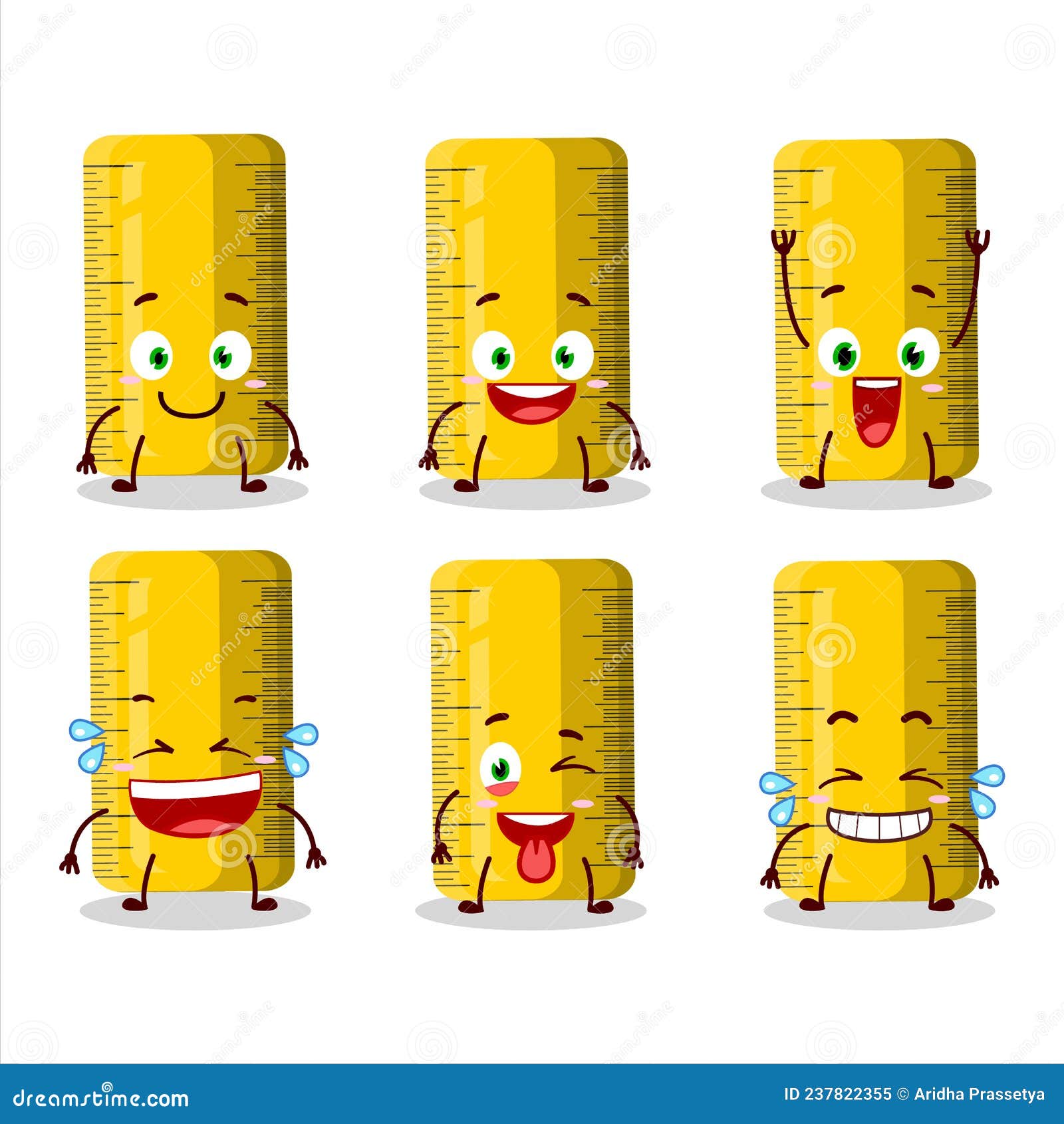 Cartoon Character of Yellow Ruler with Smile Expression Stock Vector ...
