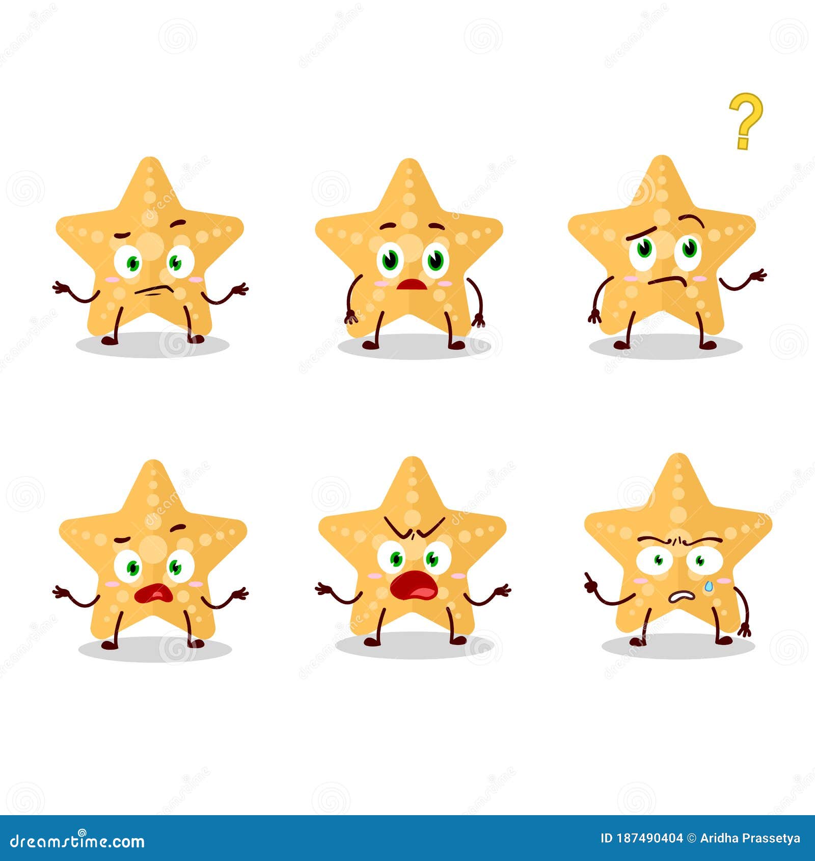Yellow Starfish Cartoon Character With Sad Expression | CartoonDealer ...