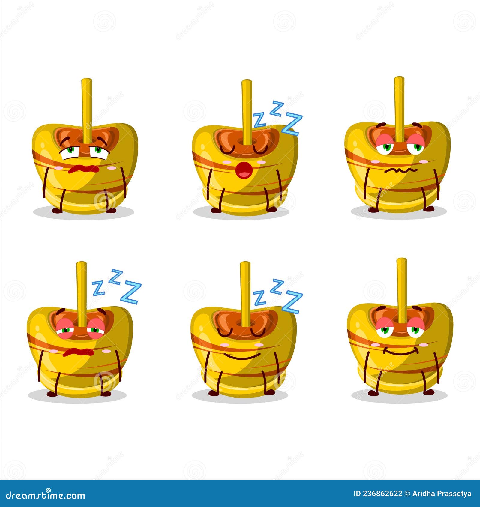 Cartoon Character of Yellow Sugar Candy with Sleepy Expression Stock ...