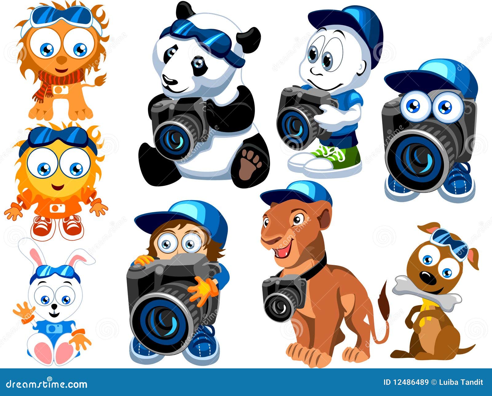 Cartoon Characters stock illustration. Illustration of lion - 12486489
