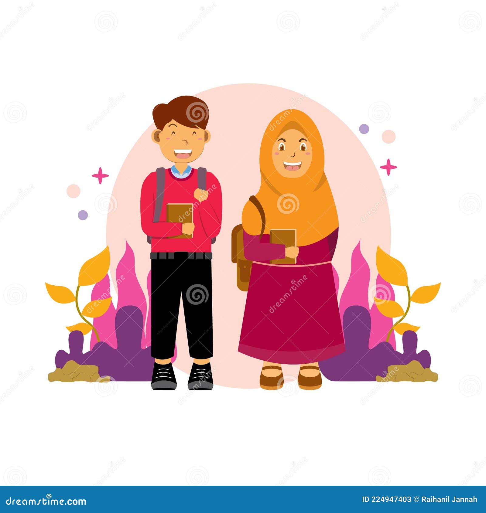 Illustration Vector Graphic of a Student Couple. Stock Vector ...