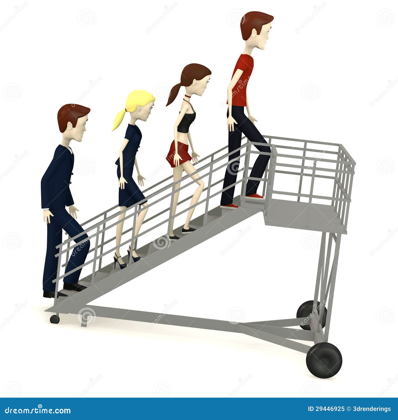 Cartoon Characters on Airport Stairs Stock Illustration - Illustration ...