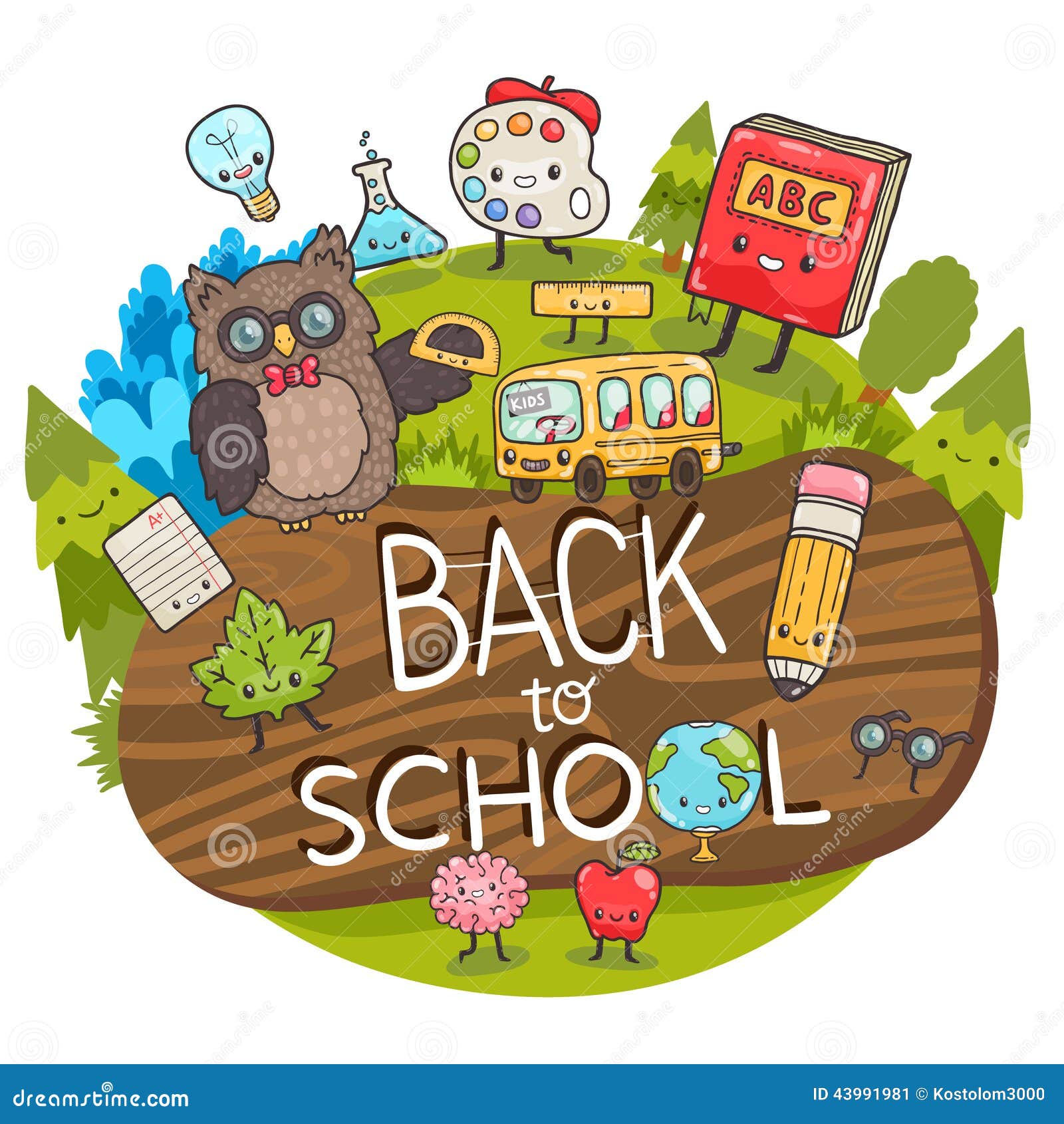 Cartoon Characters. Back To School Background. | CartoonDealer.com ...