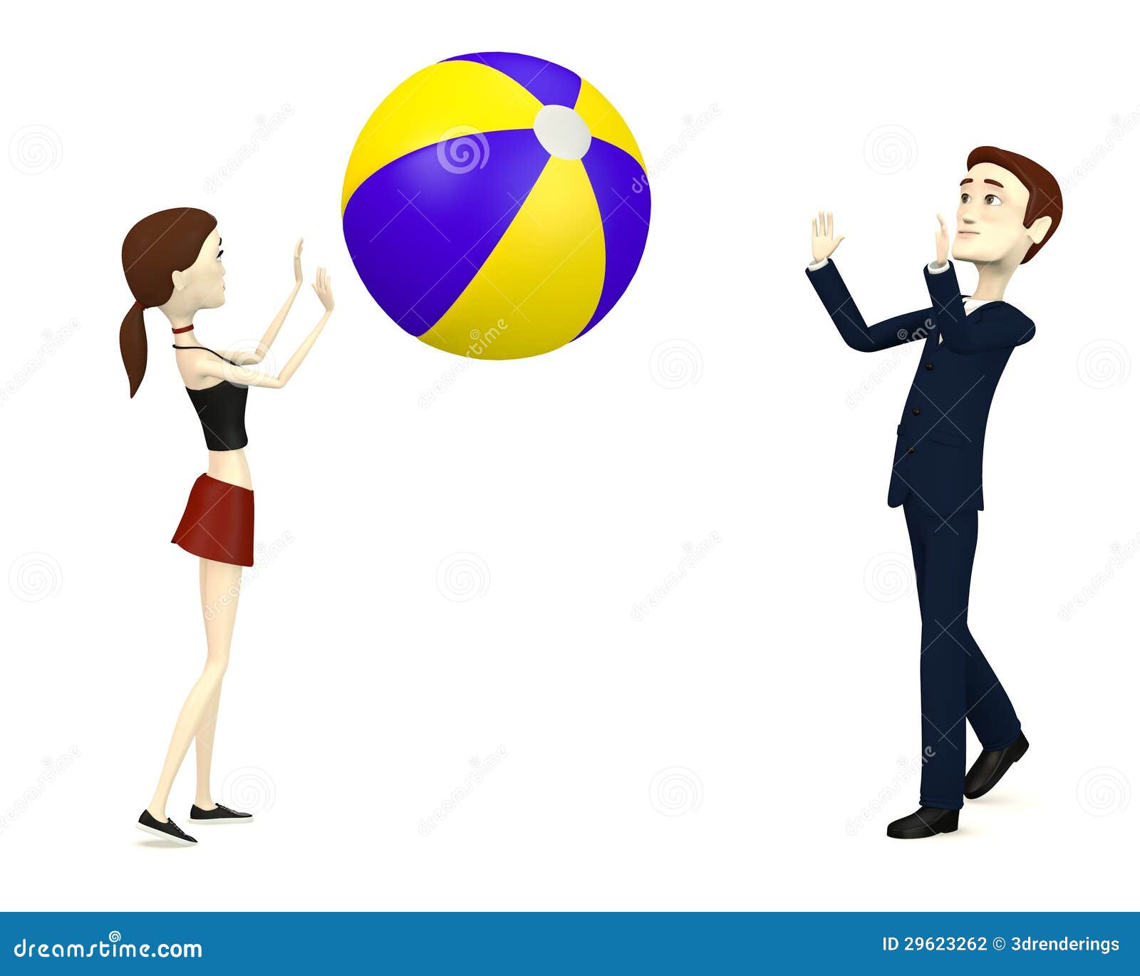 Cartoon Characters with Beach Ball Play Stock Illustration ...