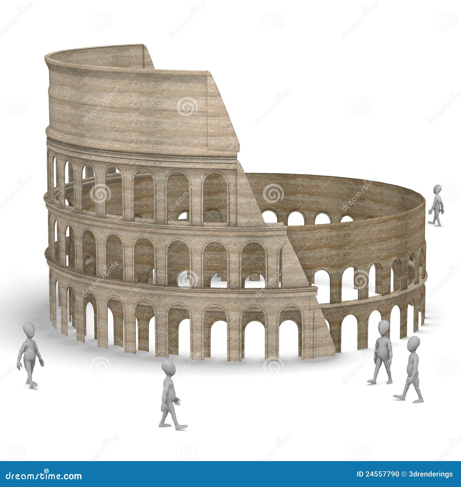 Cartoon Characters and Colosseum Stock Illustration - Illustration of ...