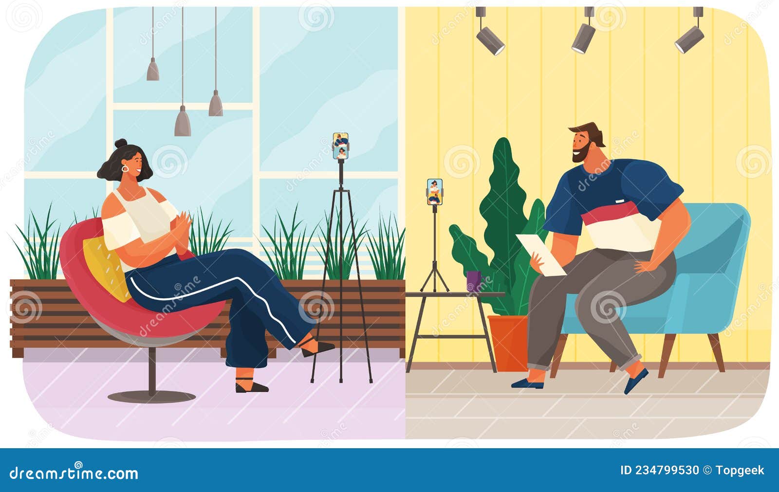 Cartoon Characters are Communicating, Having Conversation at Work with ...