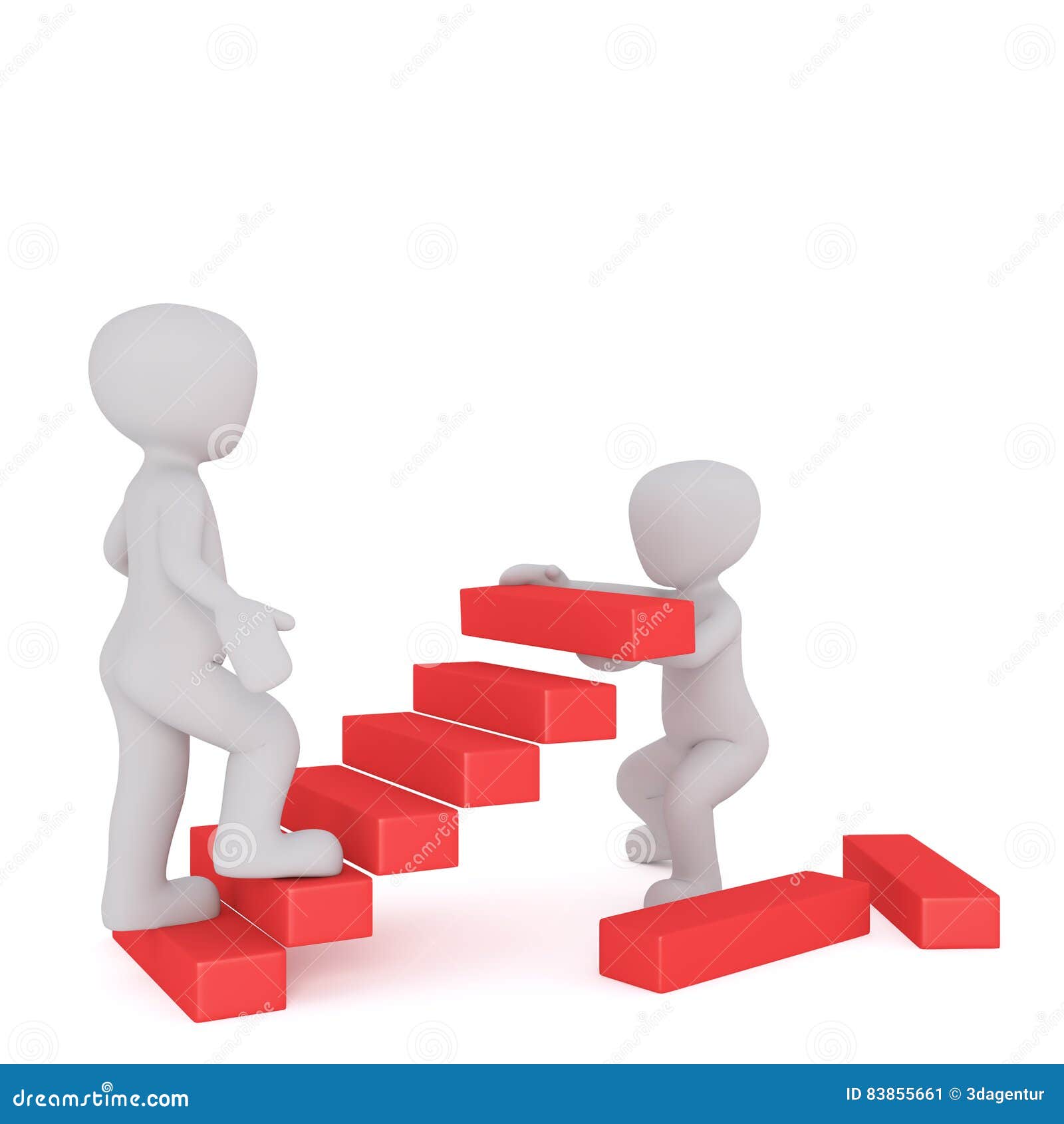 Cartoon Characters Constructing Staircase Stock Illustration ...