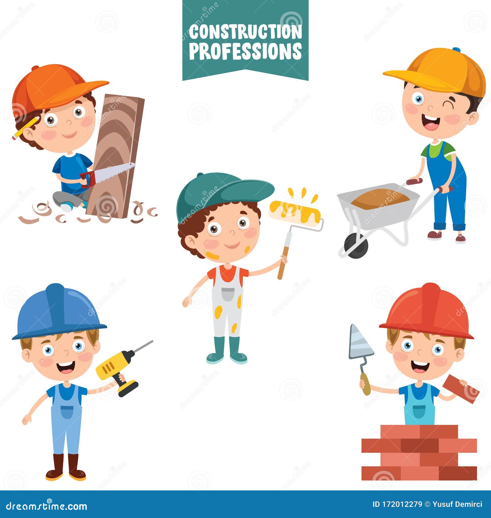 Cartoon Characters of Construction Professions Stock Vector ...