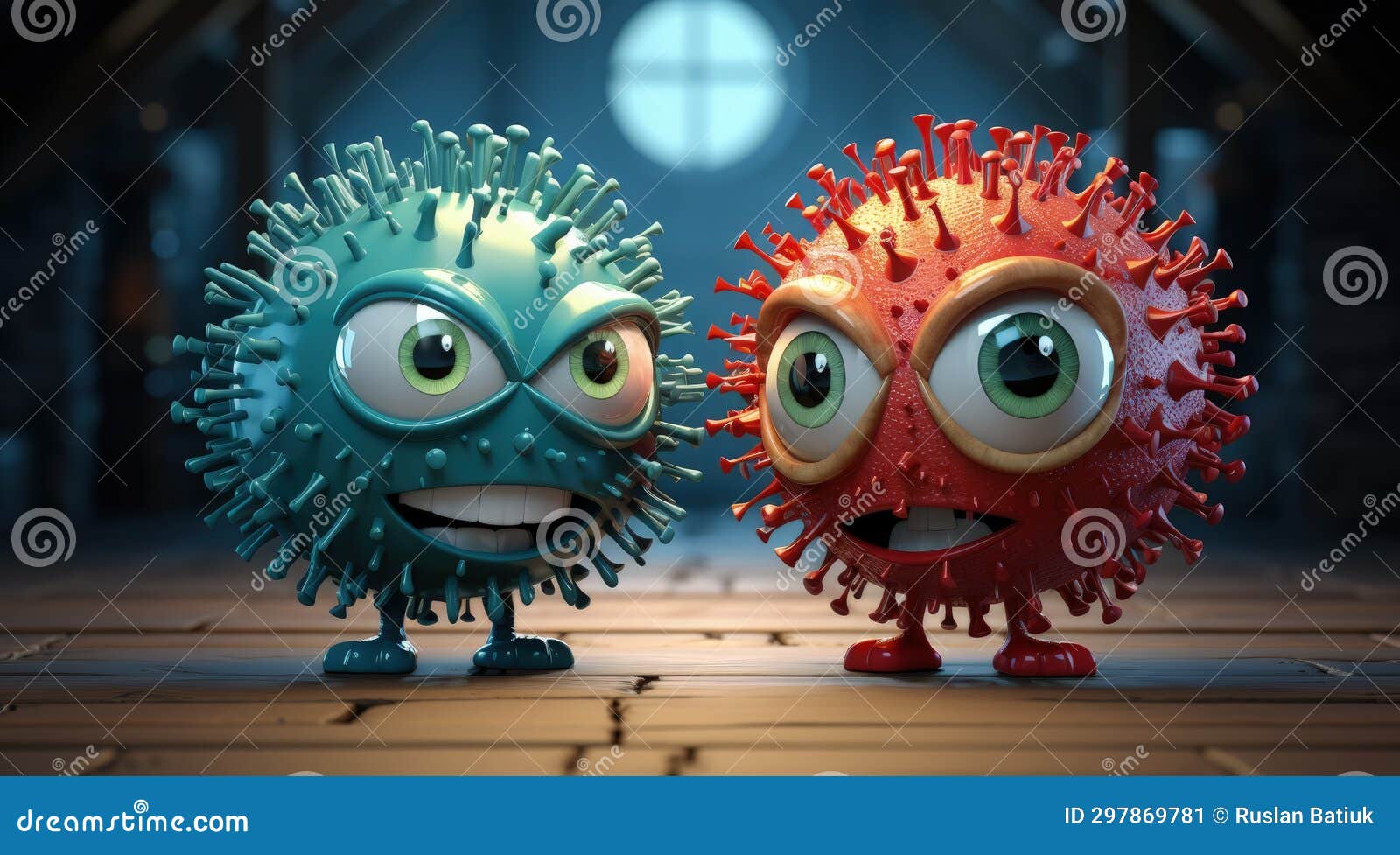 Cartoon Characters Cute, Funny Evil Viruses, Whimsical and Infectious ...