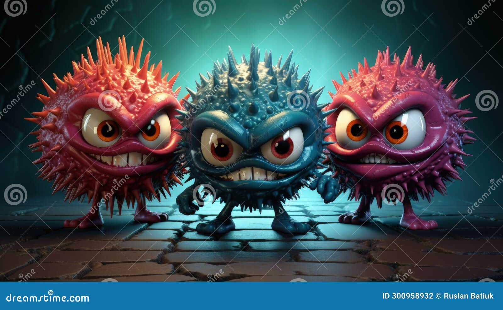 Cartoon Characters Cute, Funny Evil Viruses, Whimsical and Infectious ...