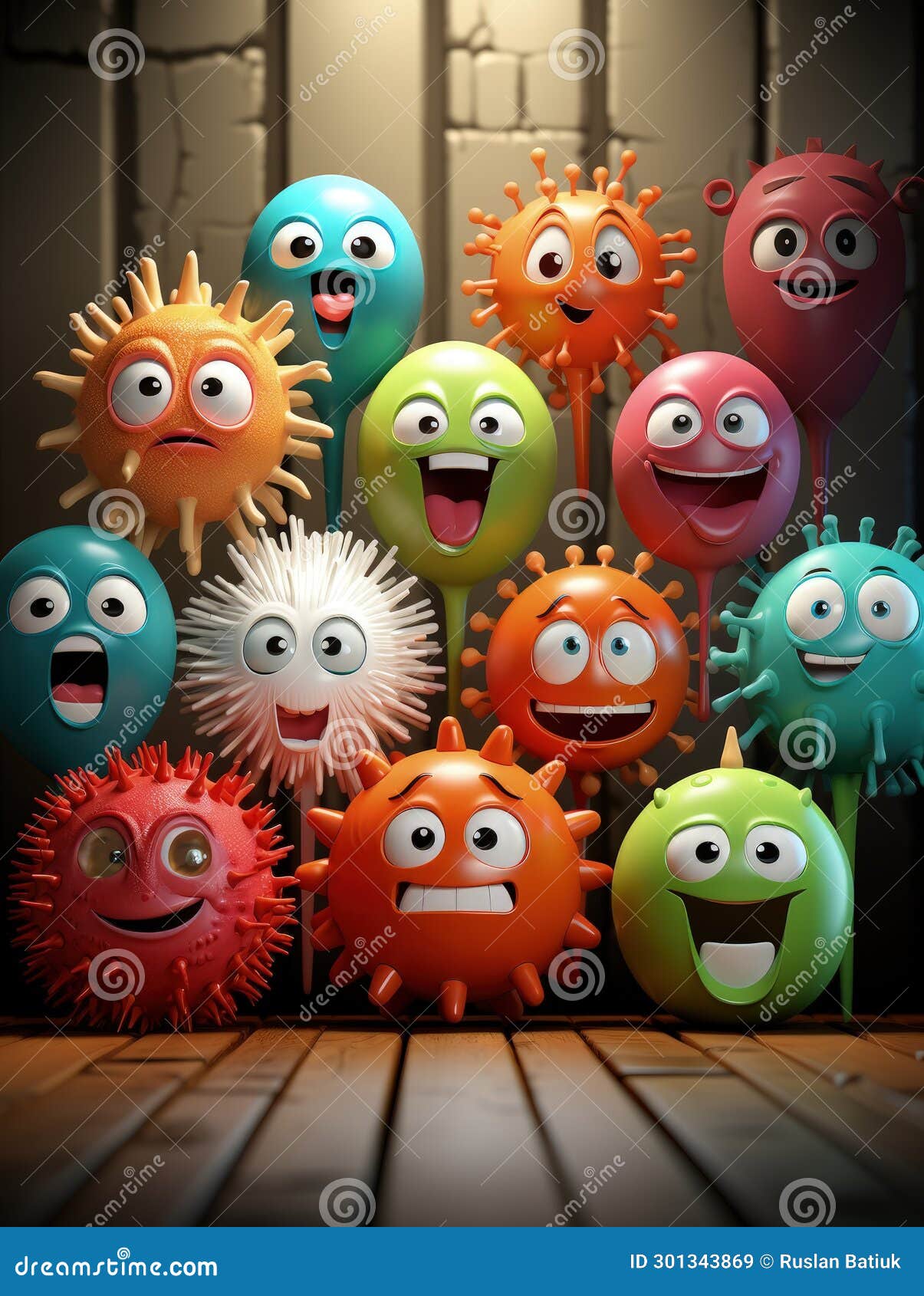 Cartoon Characters Cute, Funny Evil Viruses, Whimsical and Infectious ...